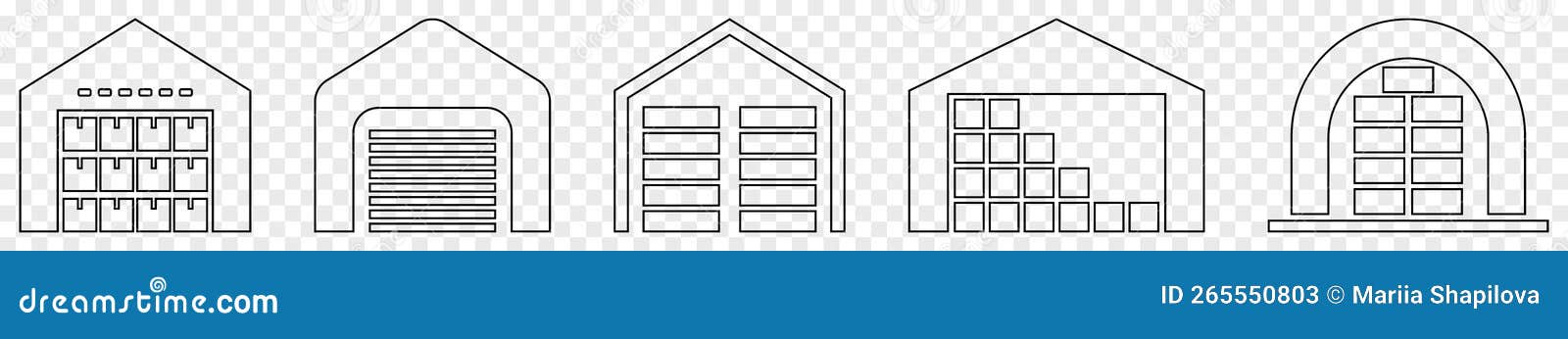 Warehouse Line Icons. Outline Containers And Package Shipping Storing ...