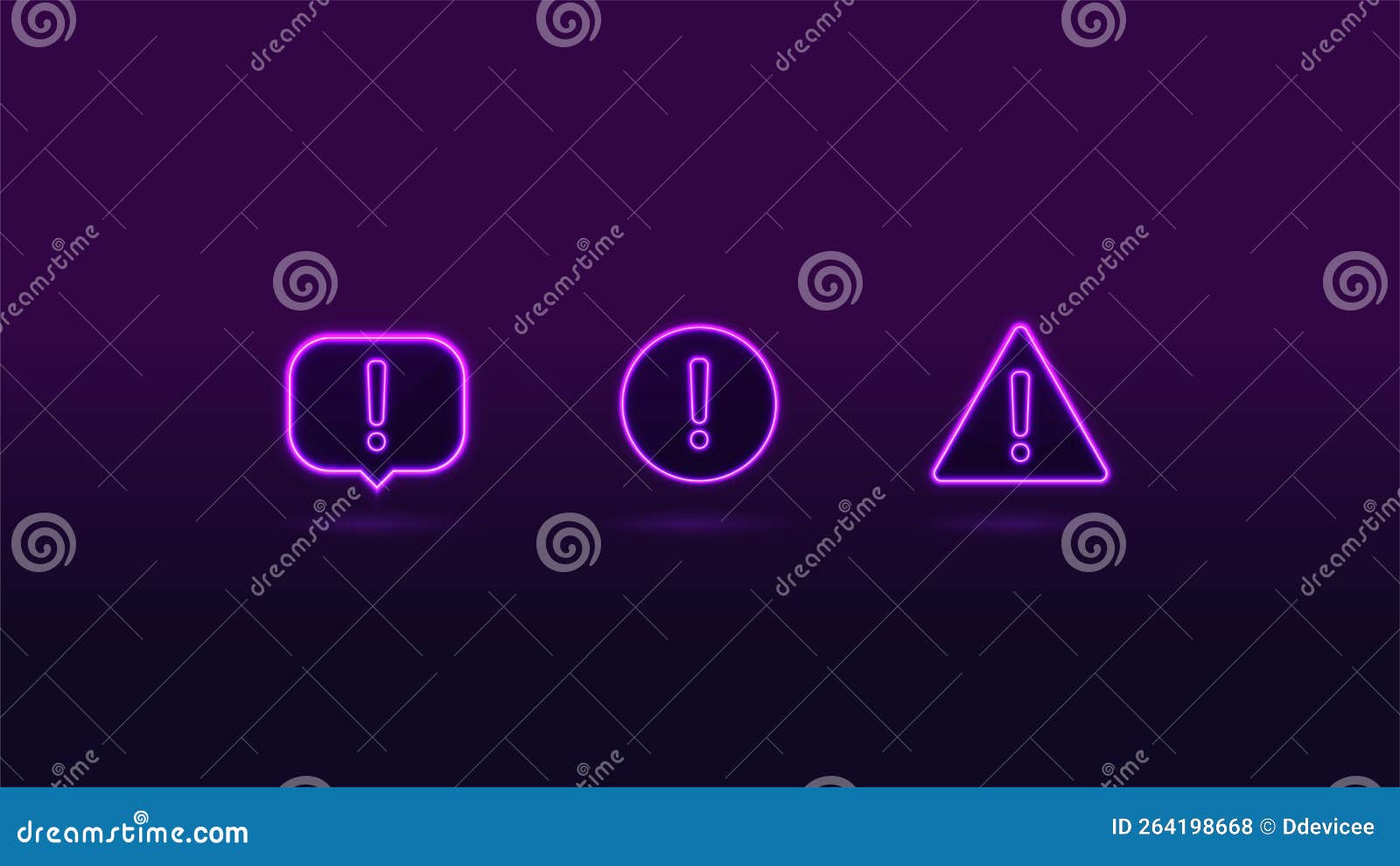 Collection of Warning Purple Neon Warnings Symbols Stock Illustration ...
