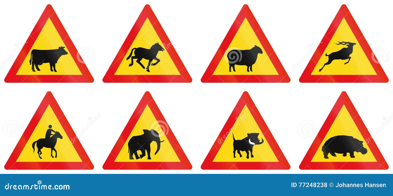 Collection of Warning Road Signs Used in Botswana Stock Illustration ...
