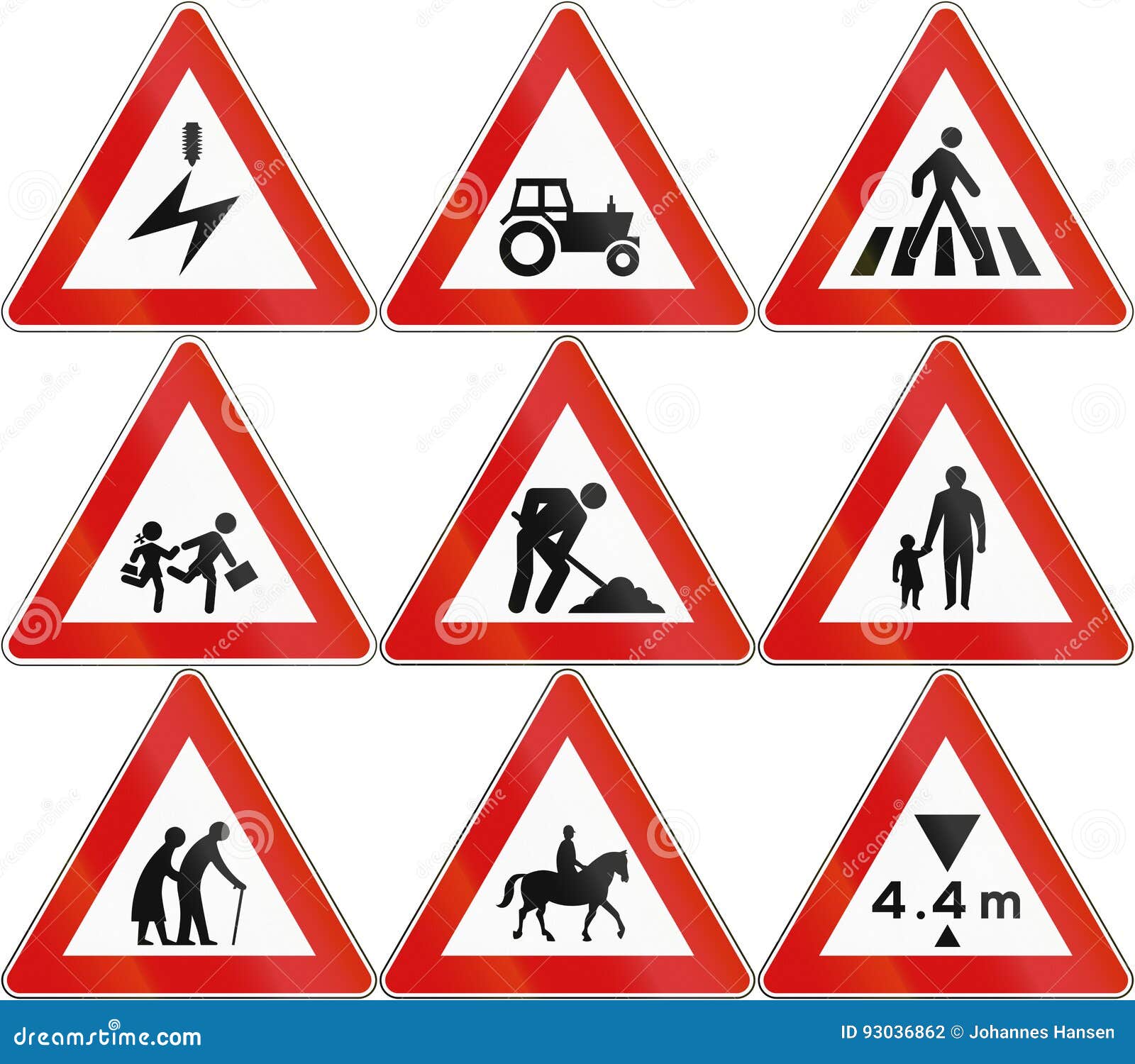 Collection of Warning Road Signs Used in Malta Stock Illustration ...
