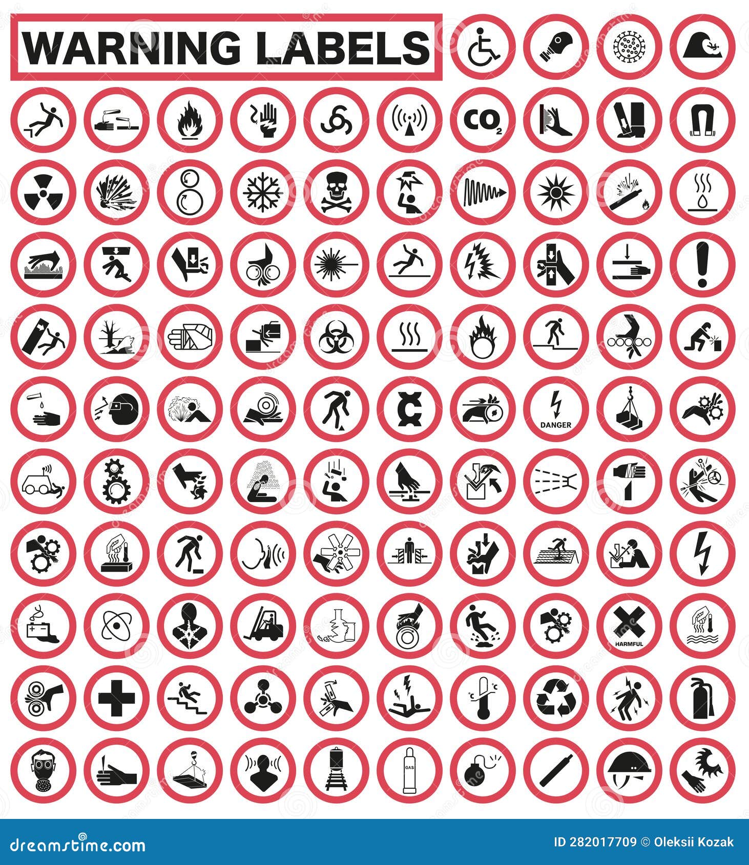 Collection of Warning and Safety Signs. Set of Safety and Caution Signs ...