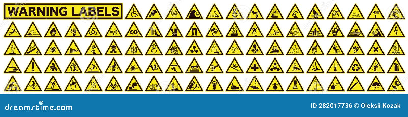 Collection of Warning and Safety Signs. Set of Safety and Caution Signs ...