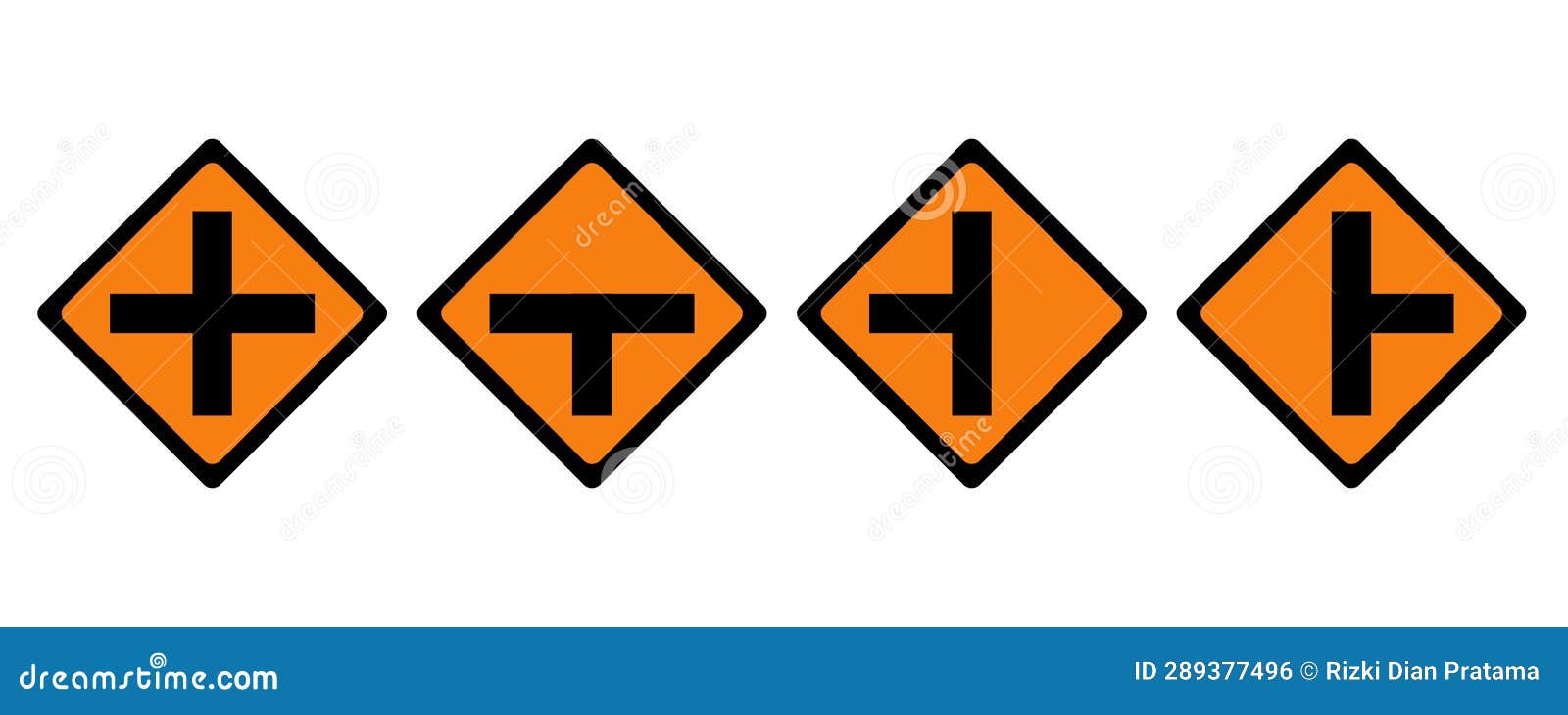A Collection Of Warning Signs For Intersections And Junctions Vector ...
