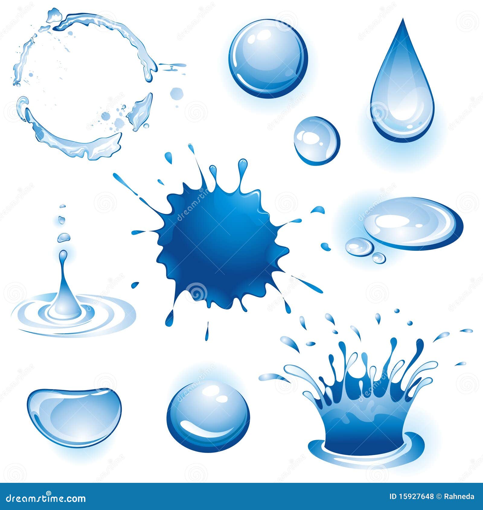 Collection of Water Elements. Stock Vector - Illustration of colorful ...