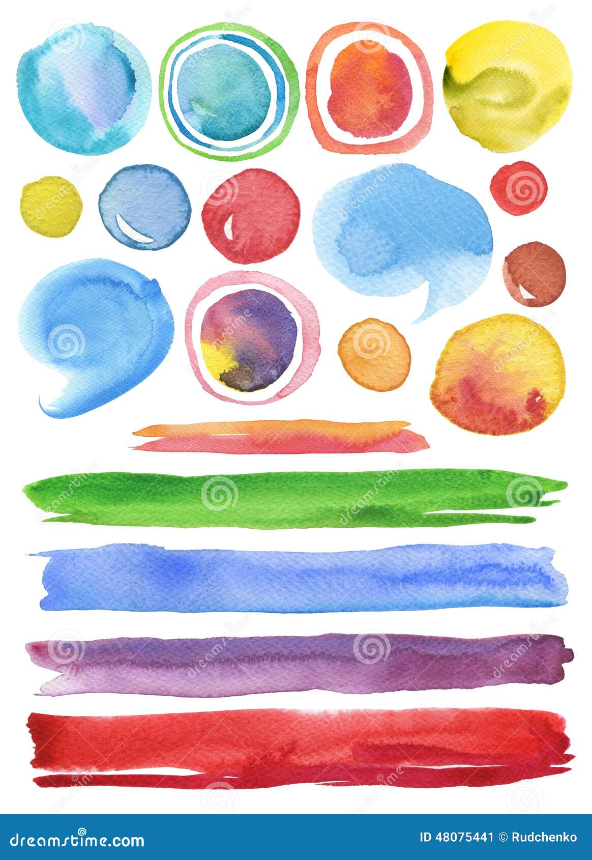 Collection of Watercolor Hand Painted Design Elements Background Stock ...