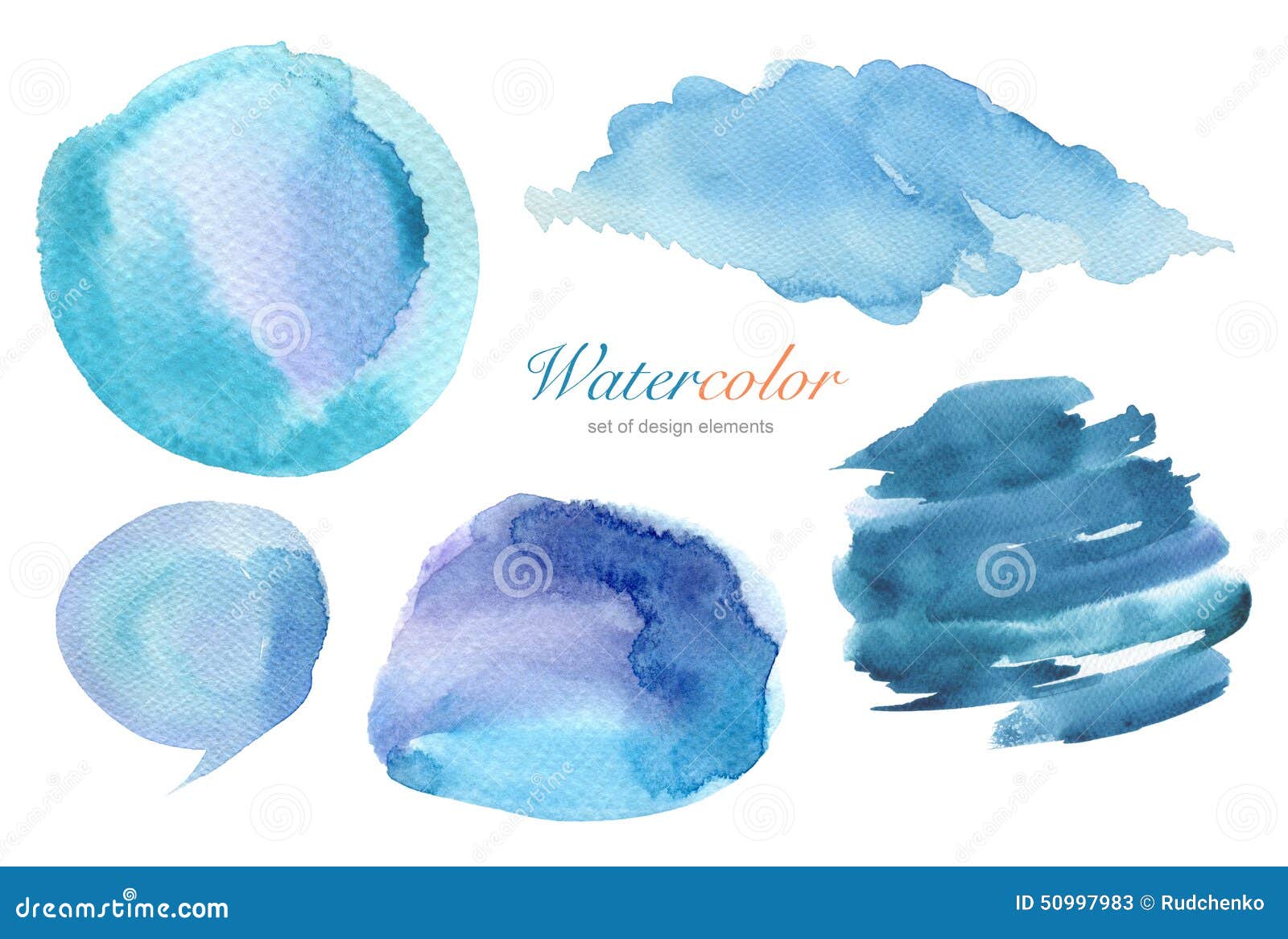 Collection of Watercolor Painted Design Elements Background Stock Image ...