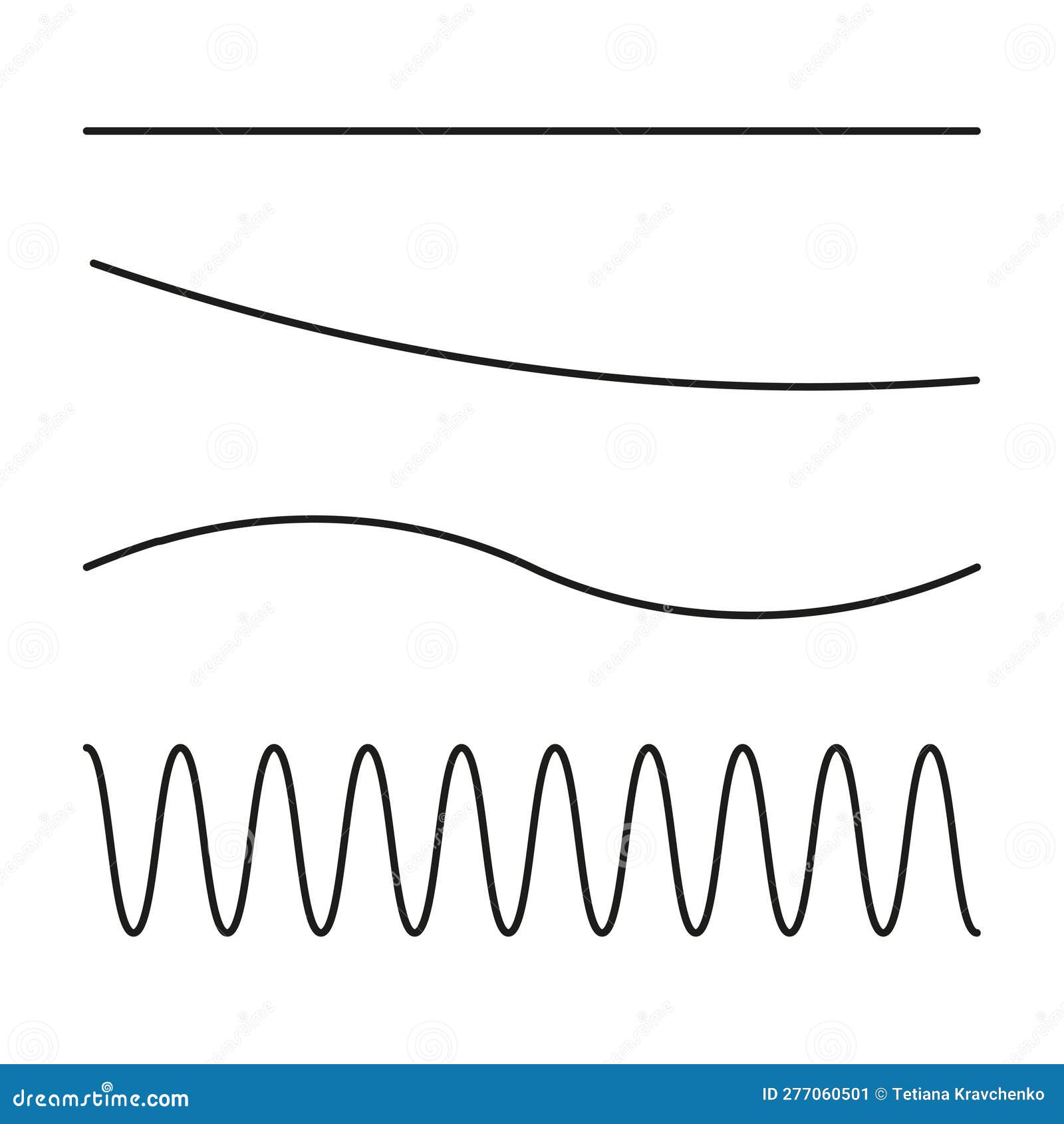 Collection of Wavy or Zigzag Lines. Horizontal Thin Lines Wave. Dotted ...
