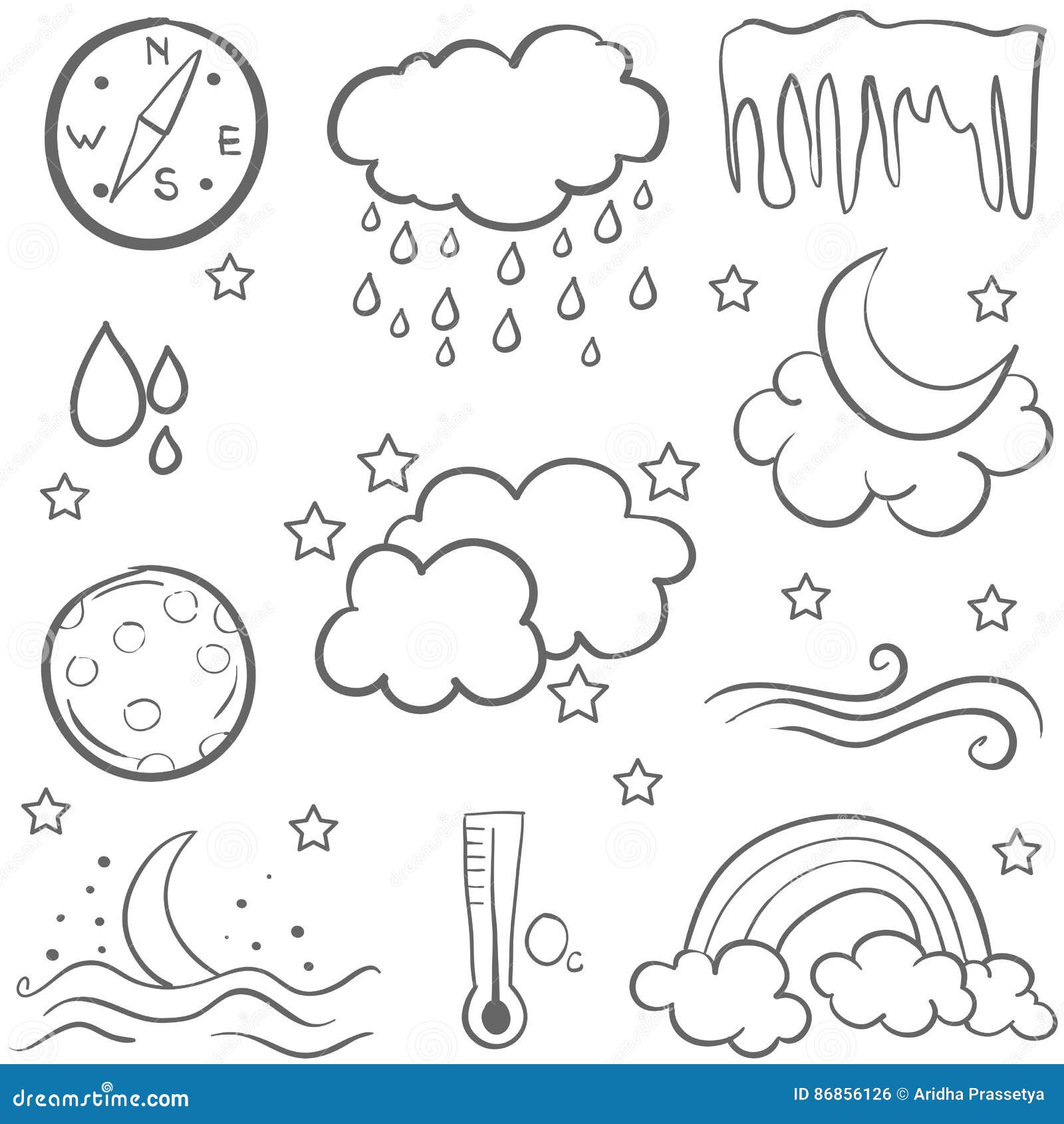 Collection of Weather Doodles Vector Art Stock Vector - Illustration of ...