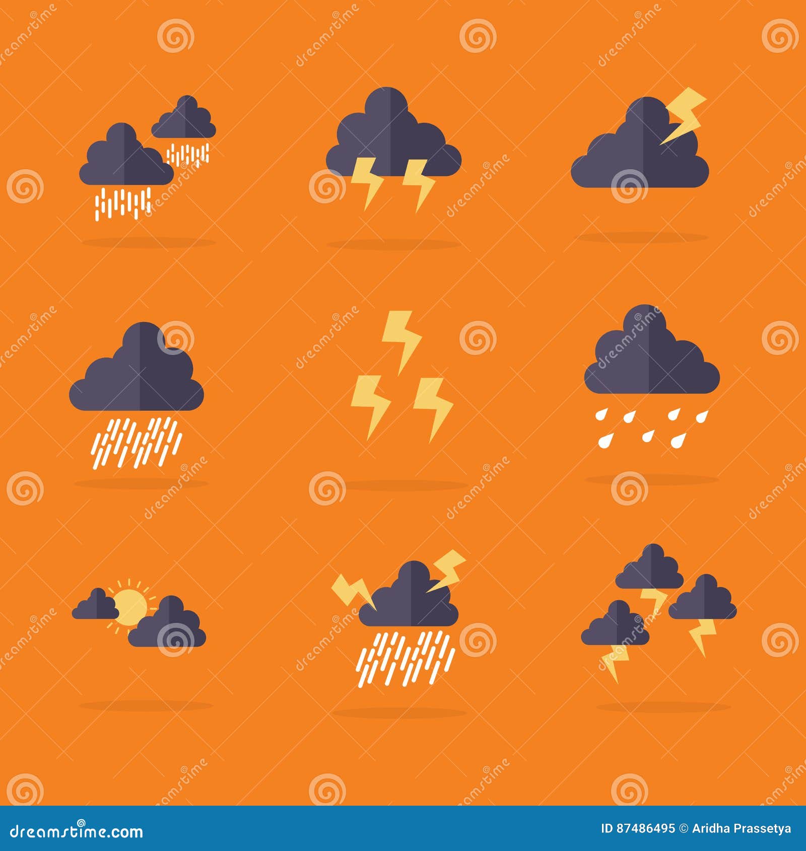 Collection of Weather Set Vector Flat Stock Vector - Illustration of ...
