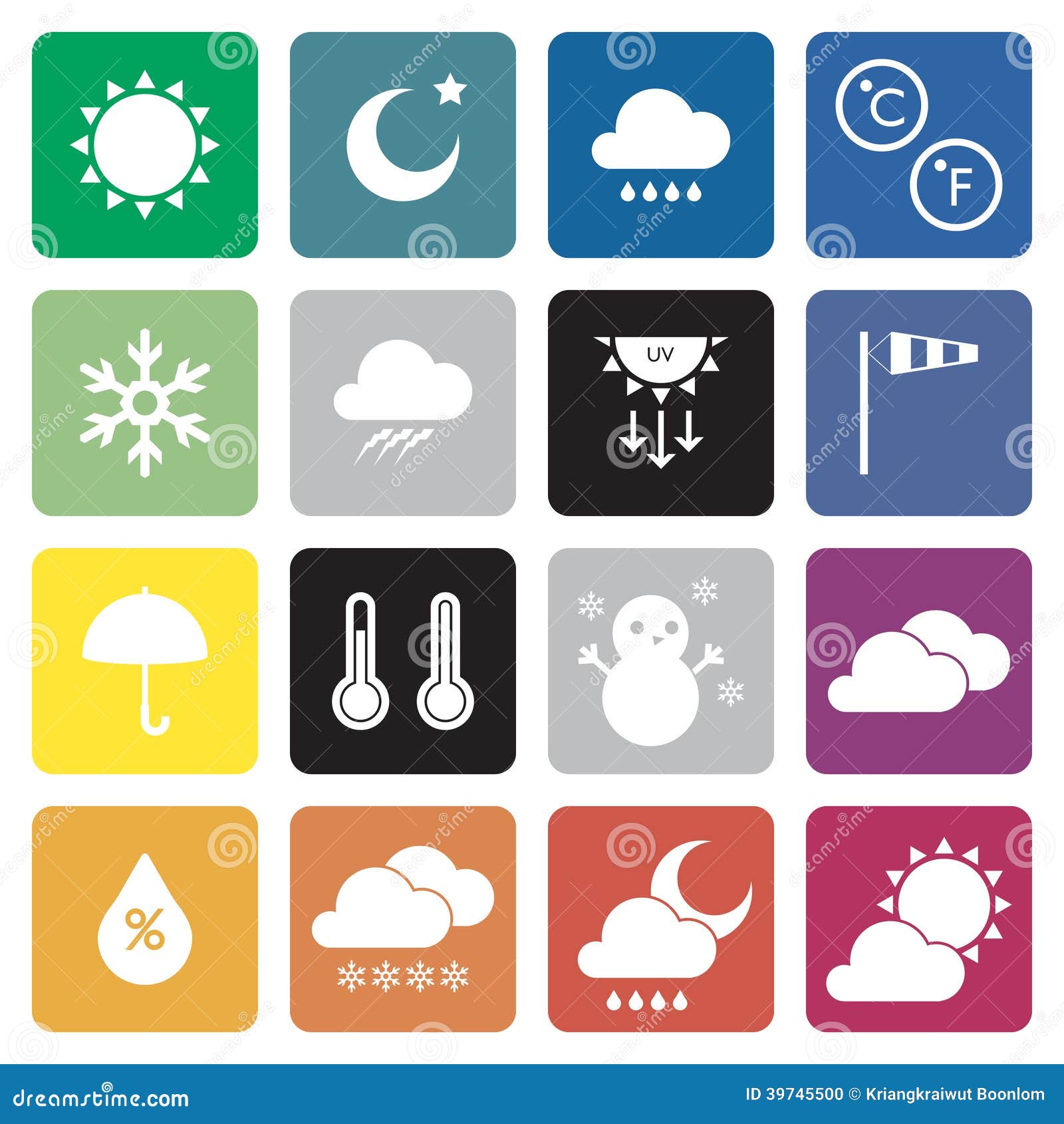 Set Weather Sign. Collection Temperature Measuring Icons. Group ...