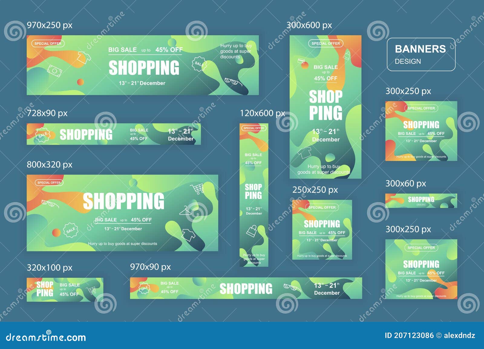 Collection Web Banners Different Sizes for Mobile and Social Networks ...