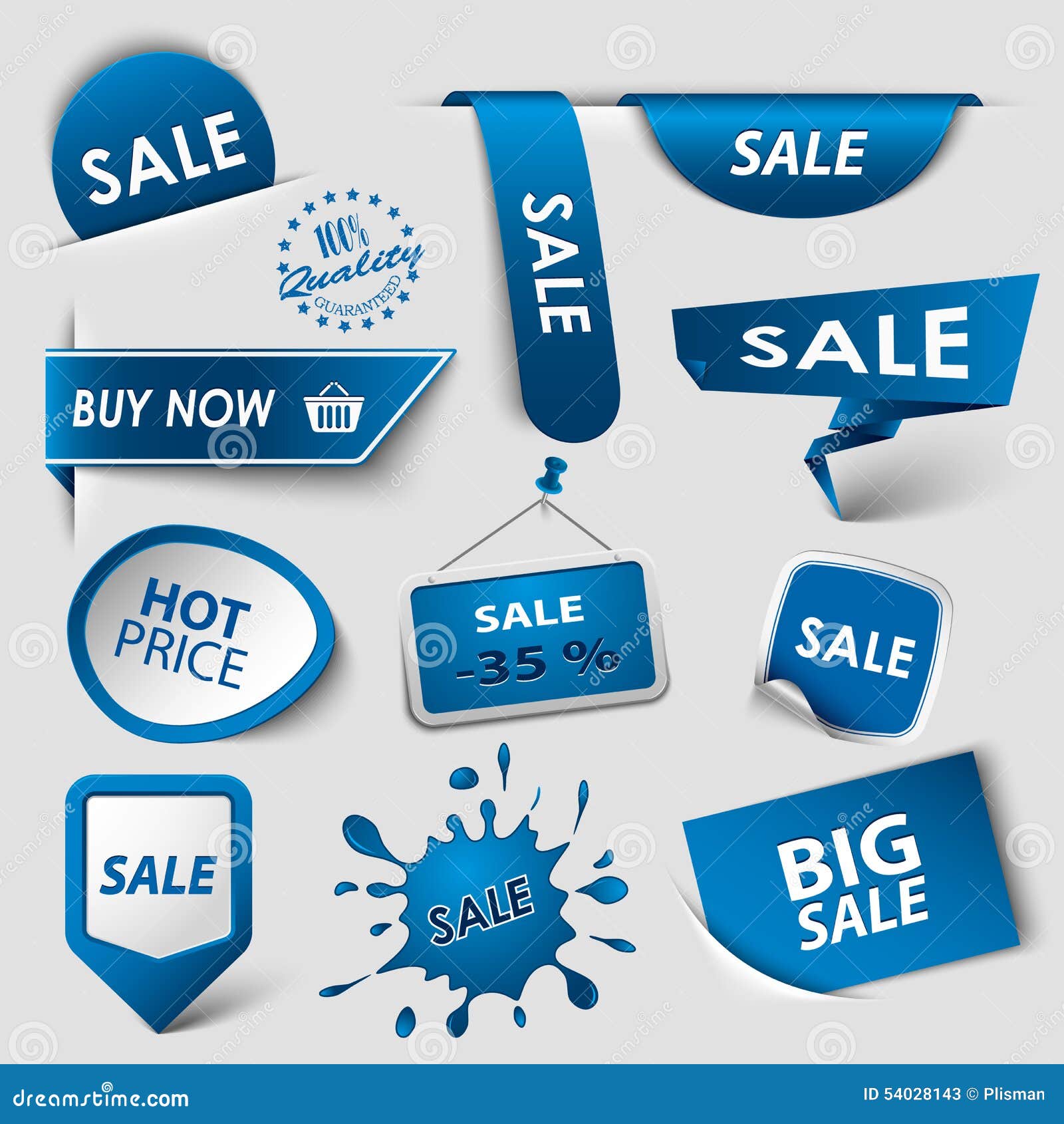 Collection Web Blue Pointers Labels for Shopping Stock Vector ...