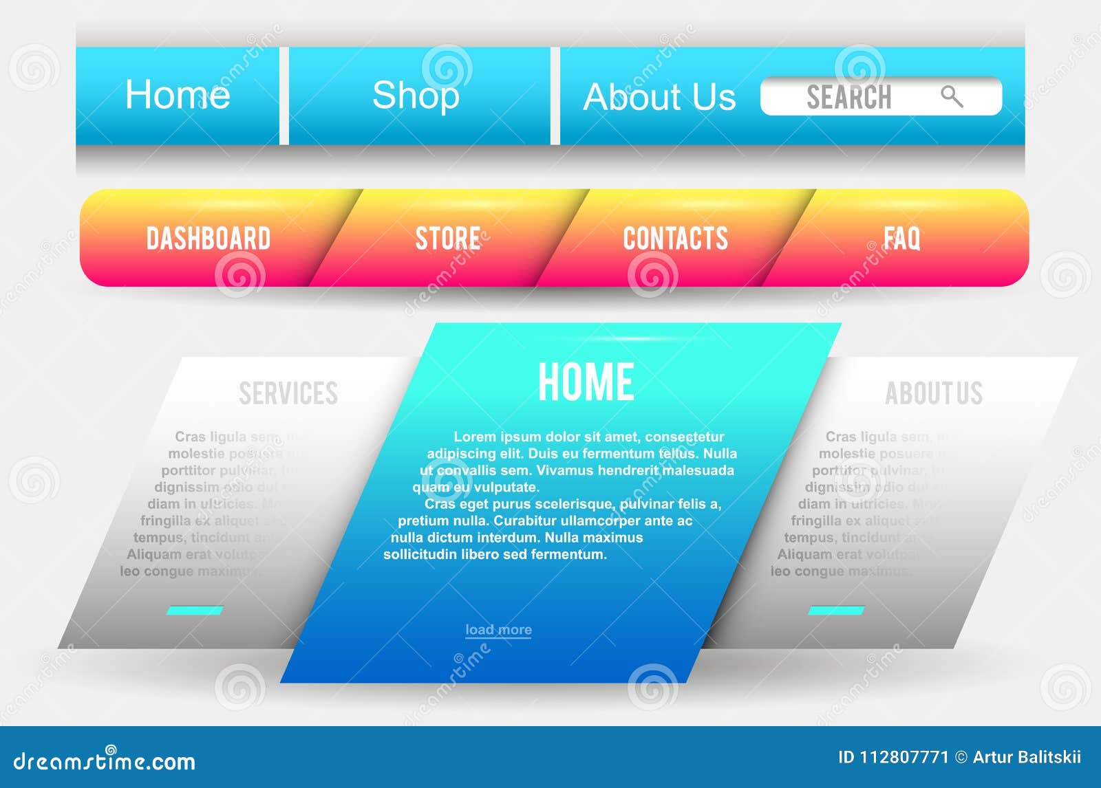 Collection of Web Buttons, Elements Set. Vector Templates, Banners and ...