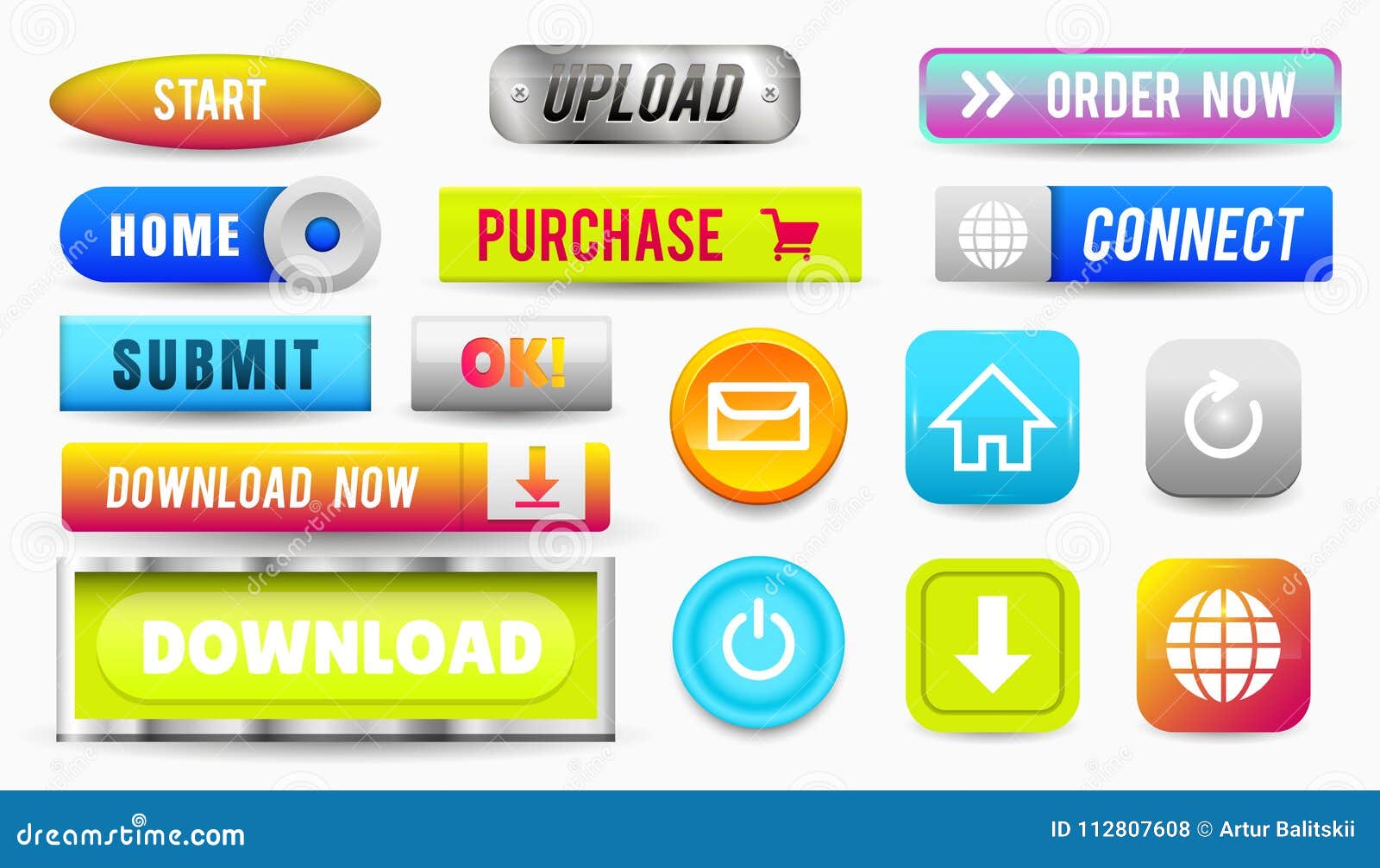 Collection of Web Buttons, Elements Set. Vector Templates, Banners and ...