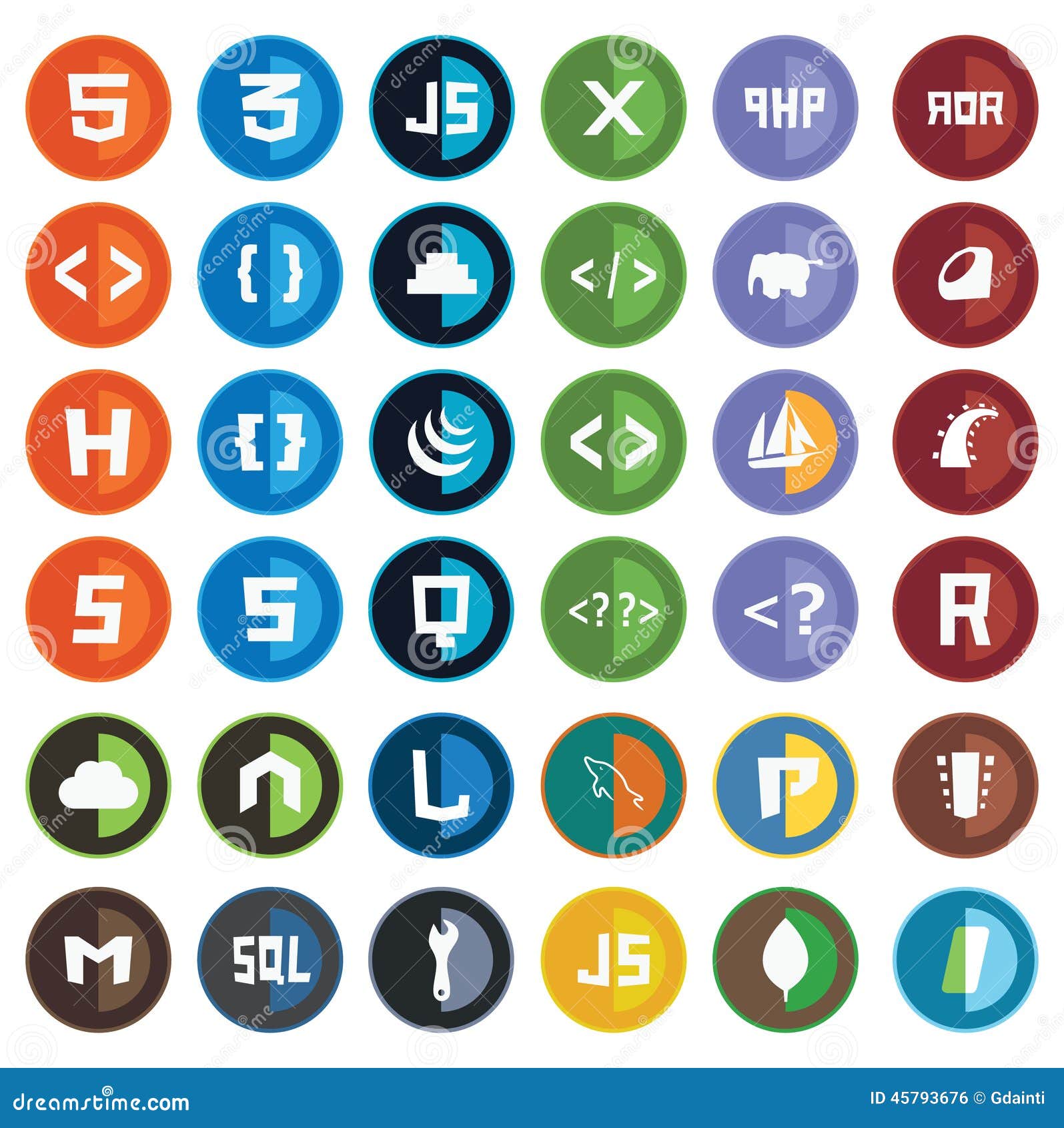 Html5 Css3 Js Icon Set Web Development Logo Icon Set Of Html Css And Javascript Programming