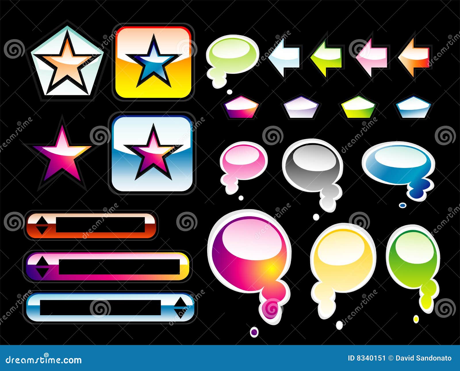 Collection of Web Elements with Glossy Effect Stock Vector ...