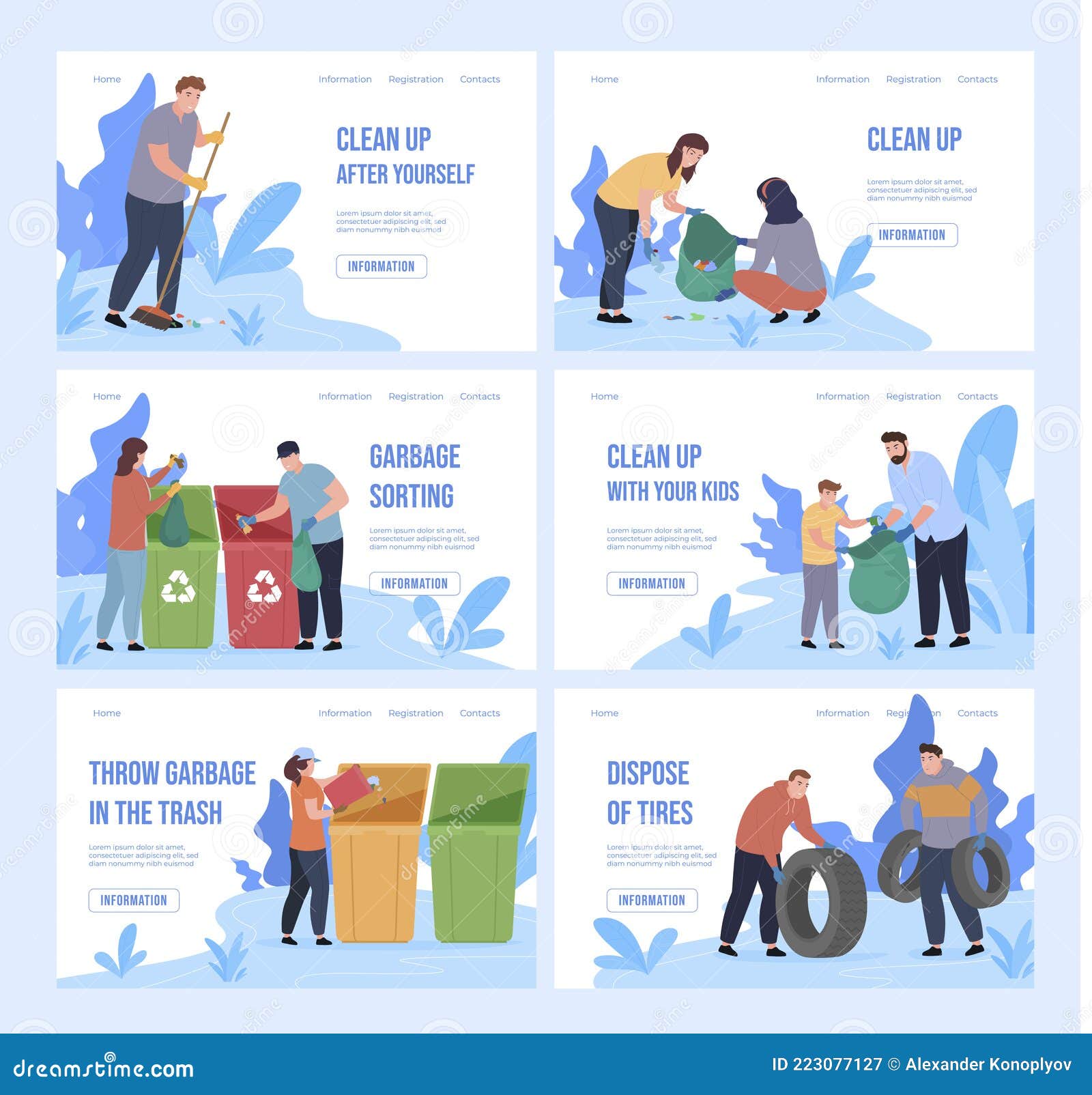 Collection of Webpage Banners with People Collecting and Sorting ...