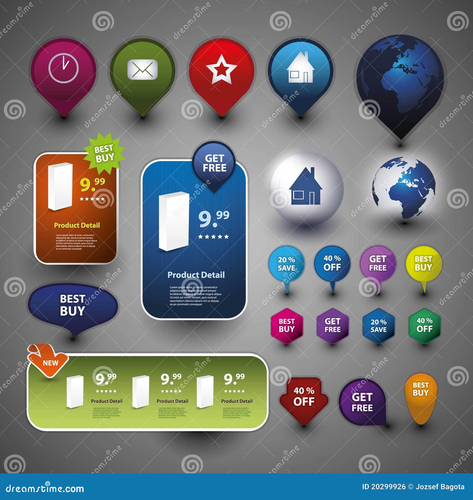 Collection of Website Elements Stock Vector - Illustration of graphic ...