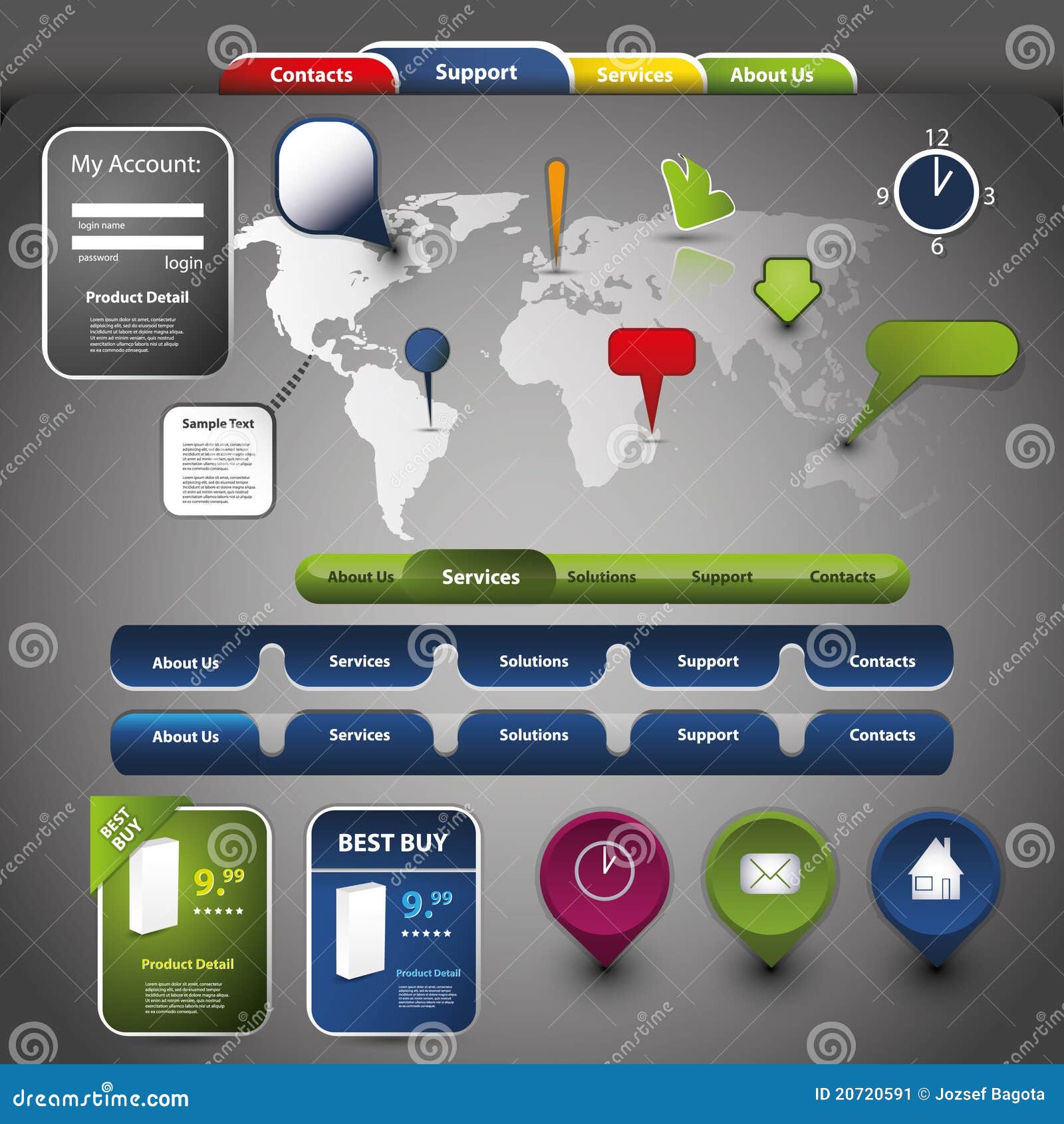 Collection of Website Elements Stock Vector - Illustration of design ...