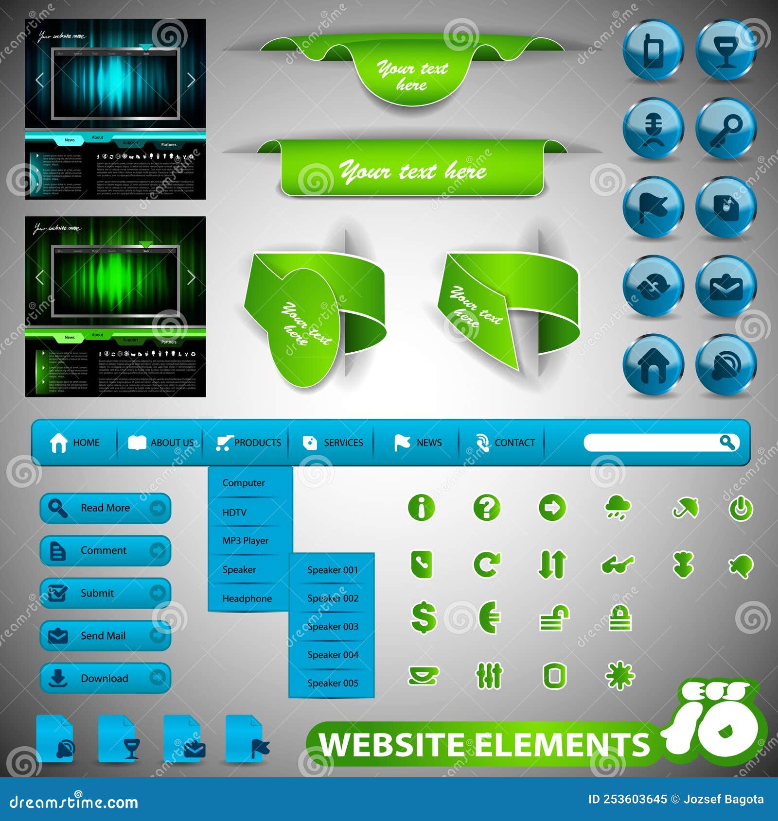 Collection of Website Elements Stock Vector - Illustration of ...