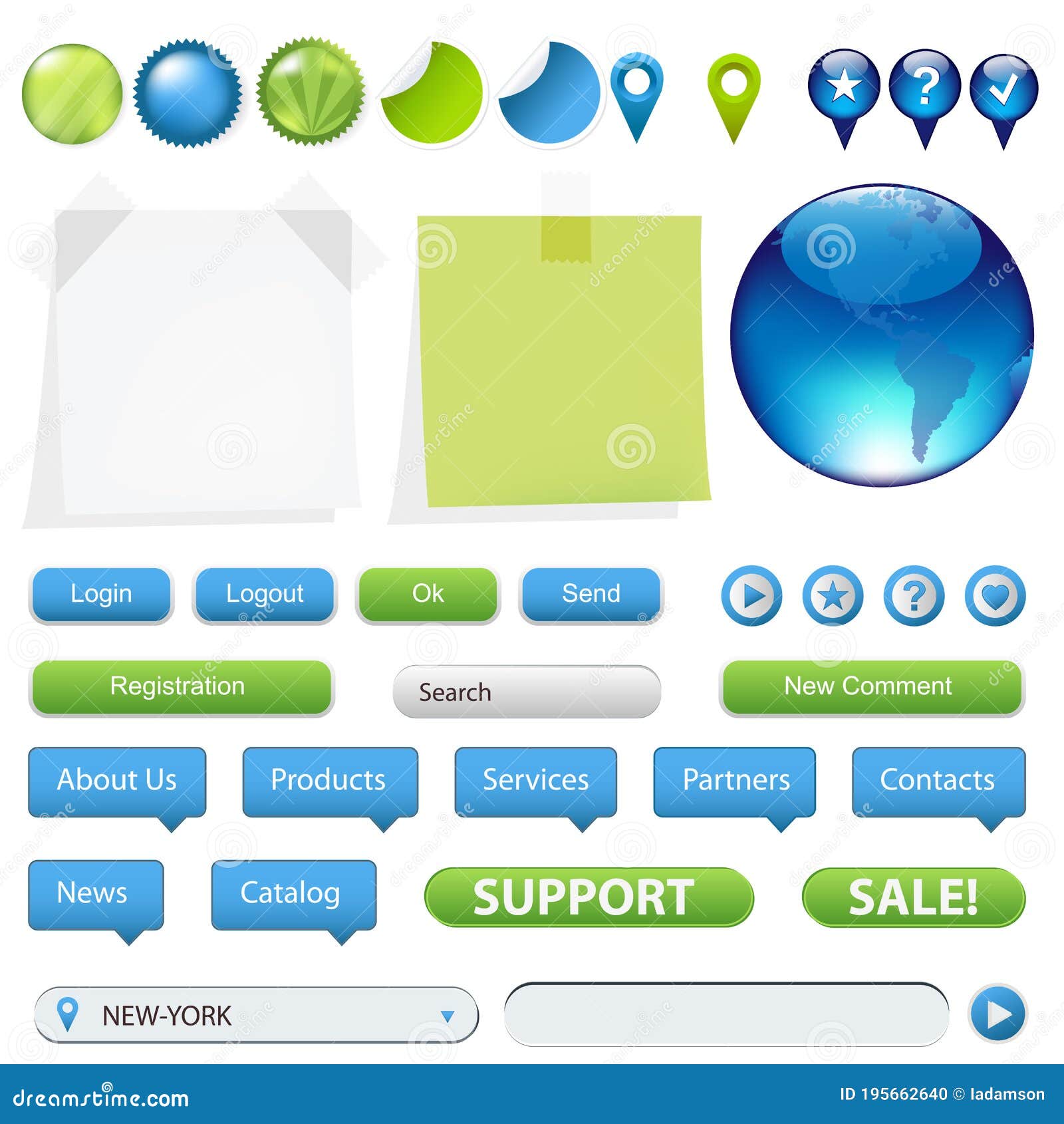 Collection of Website and GPS Navigation Elements Stock Vector ...