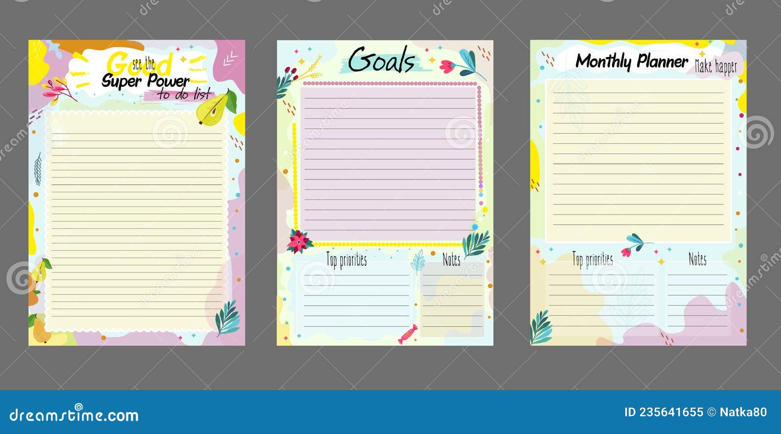 Collection of Weekly or daily Planner, Note Paper, To-do List. Stock ...