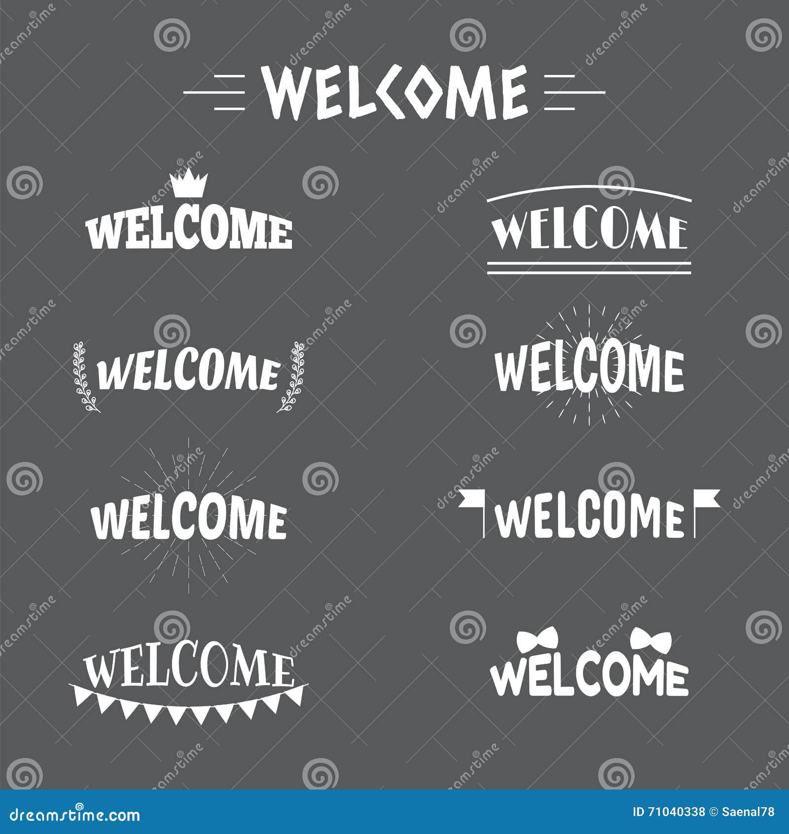 Collection of 9 Welcome Labels, Emblems, Stickers or Badges. Dec Stock ...
