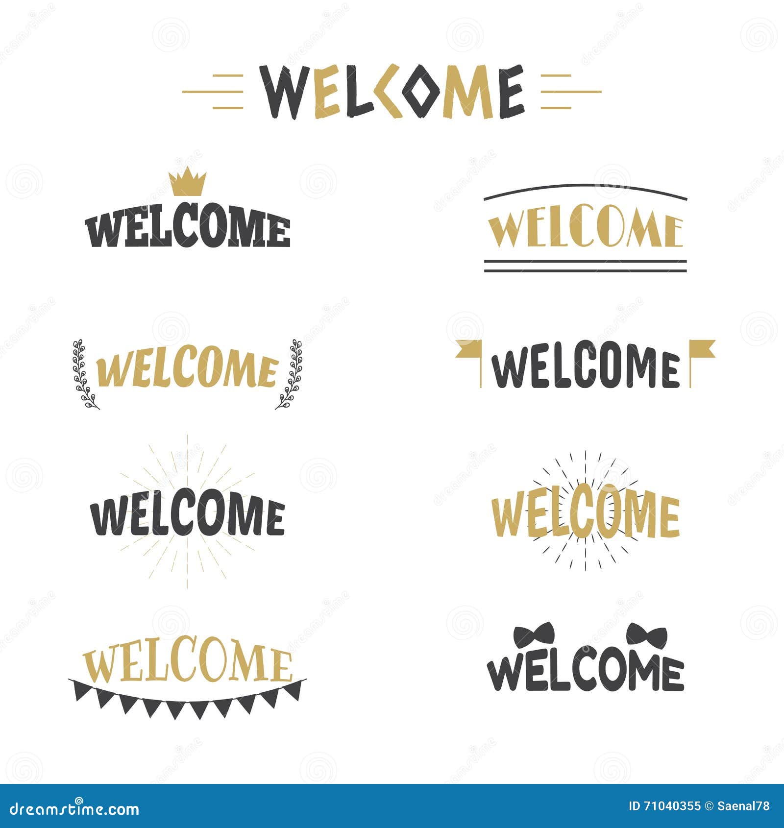 Collection of 9 Welcome Labels, Emblems, Stickers or Badges. Dec Stock ...