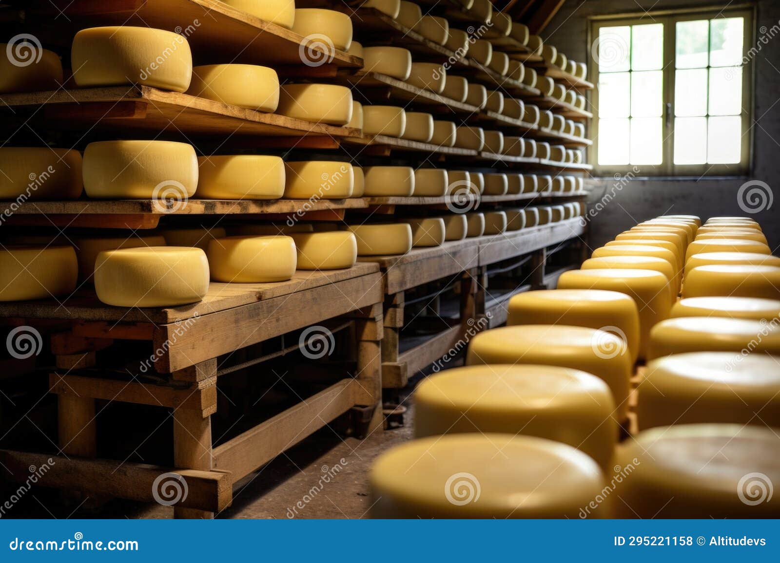 Collection of Wheels of Cheese at a Local Dairy Farm Stock Photo ...