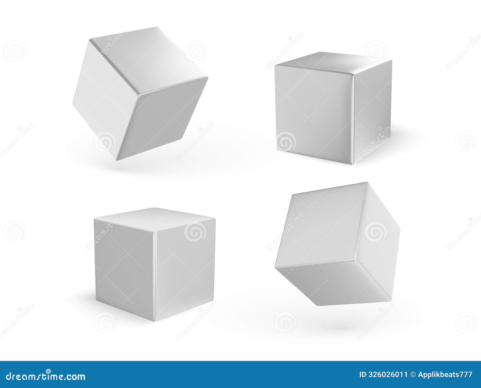 Collection of White Cubes with Shadow Isolated on White Background ...