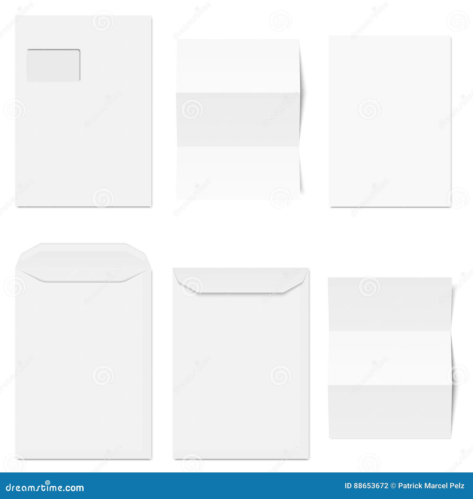 Collection of White Envelopes with Copy Paper Stock Vector ...