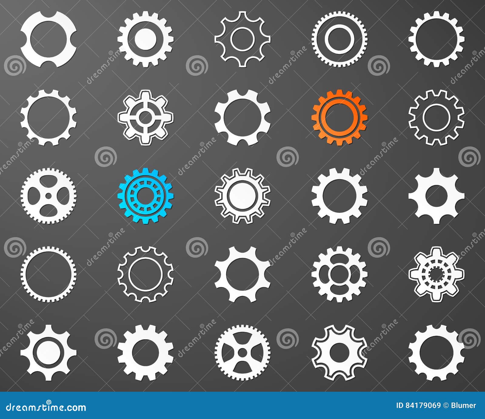 Collection of White Gear Wheel Icons Stock Vector - Illustration of ...