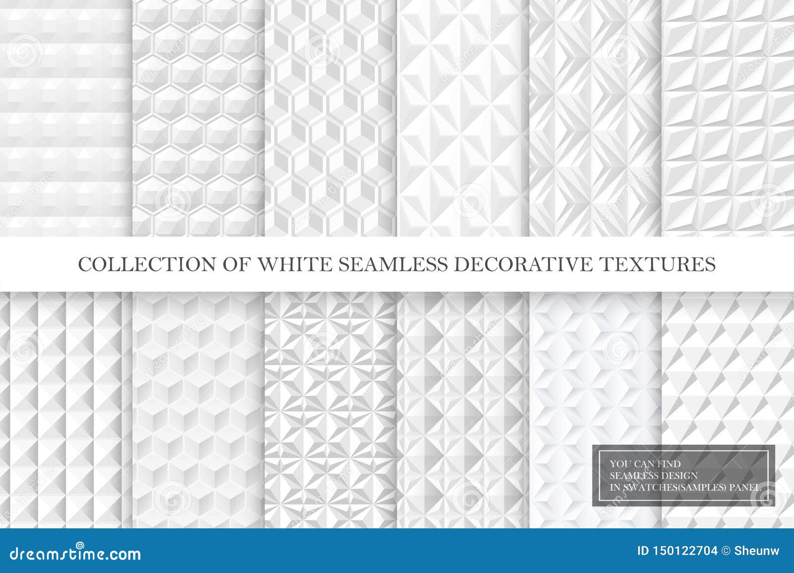 Collection of White and Gray Tile Seamless Decorative Textures ...