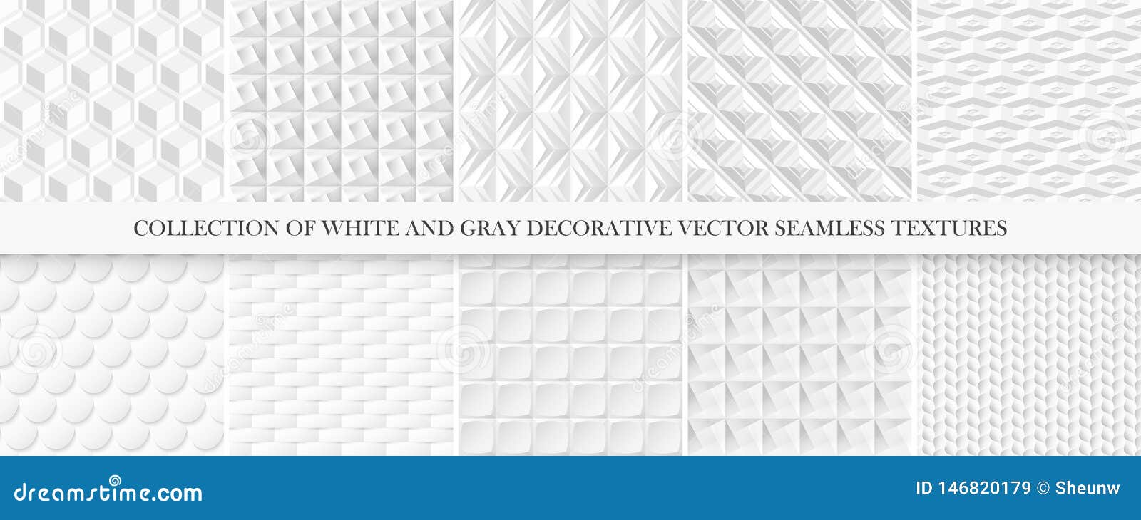 Collection of White and Gray Tile Seamless Decorative Textures ...