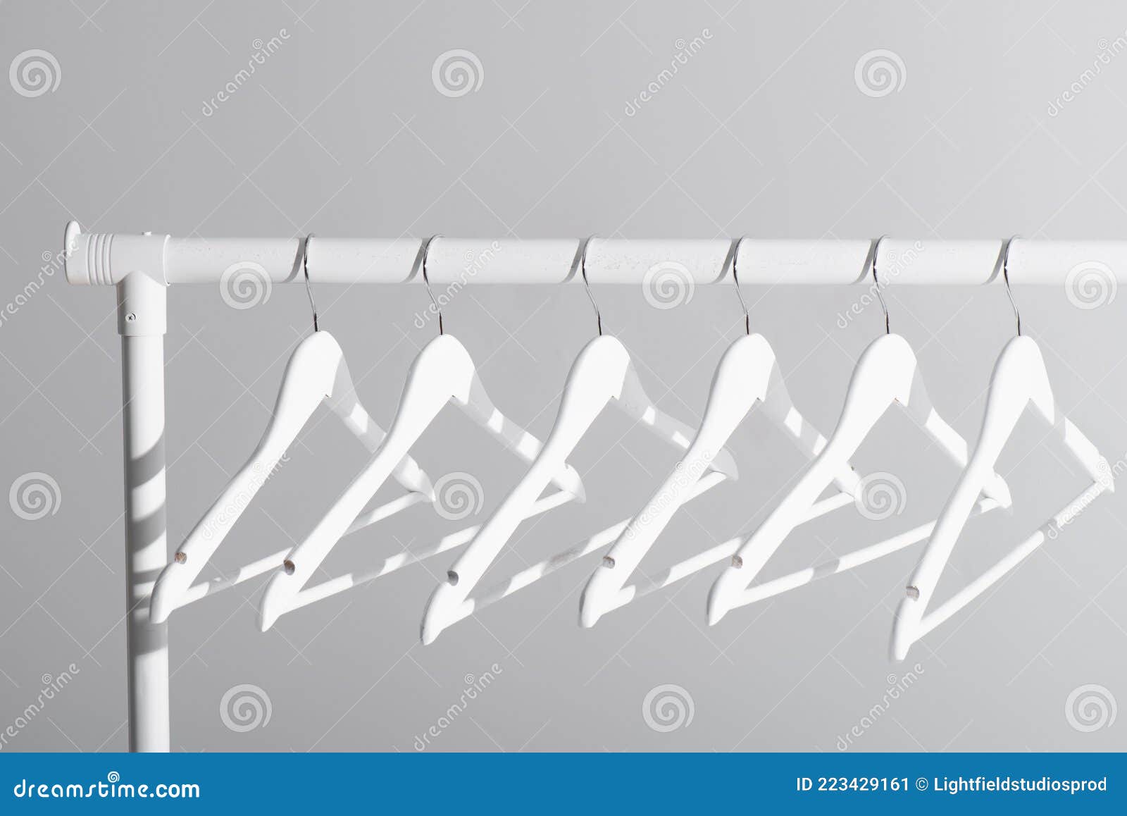 Collection of White Hangers on Clothes Stock Image - Image of shop ...