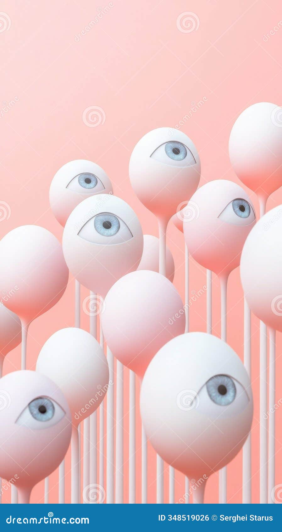 Surreal Floating Eyeballs on Pink Background Create an Intriguing ...