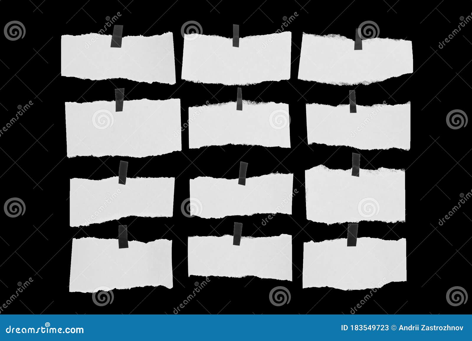 Collection of White Sticky Note on Black Background, Empty Mockup Stock ...