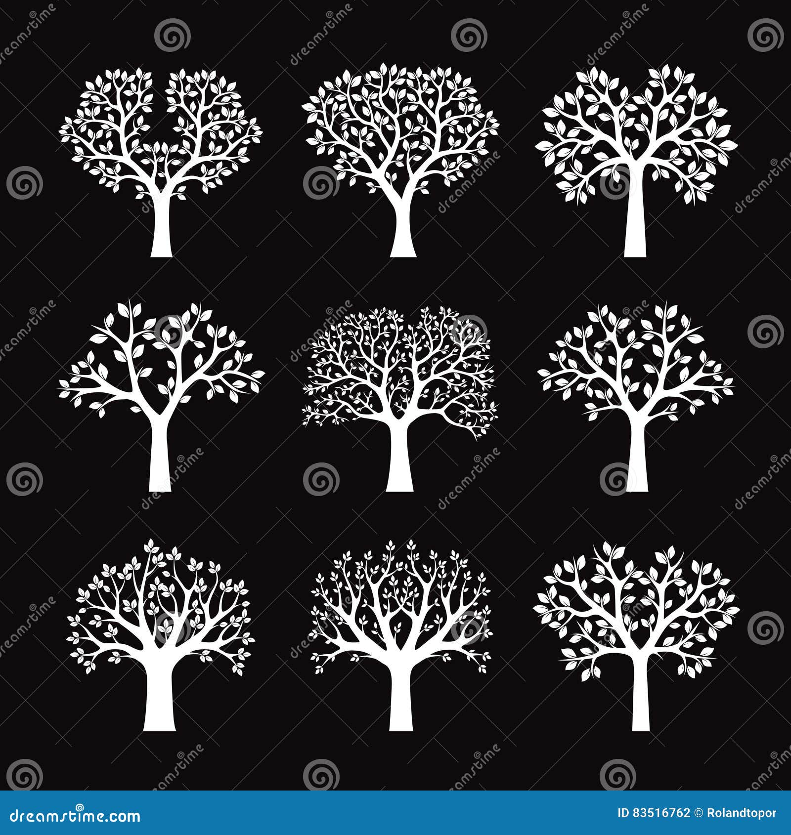 Collection of white Trees. stock illustration. Illustration of ...