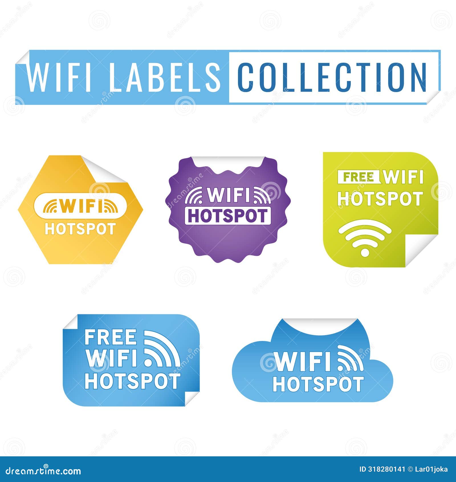 Collection of Wifi Label Vector Stock Vector - Illustration of network ...