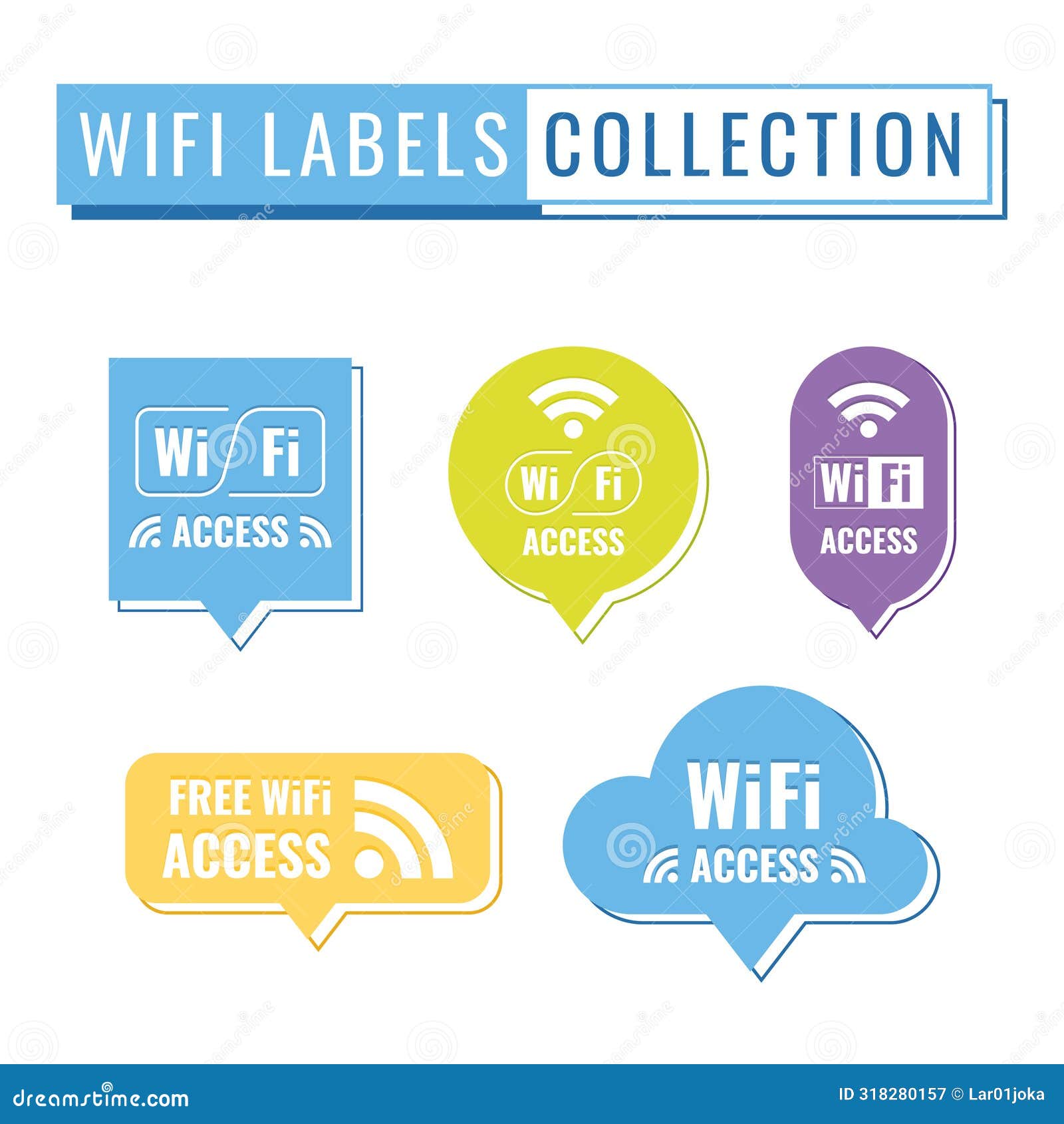 Collection of Wifi Label Vector Stock Vector - Illustration of mobile ...