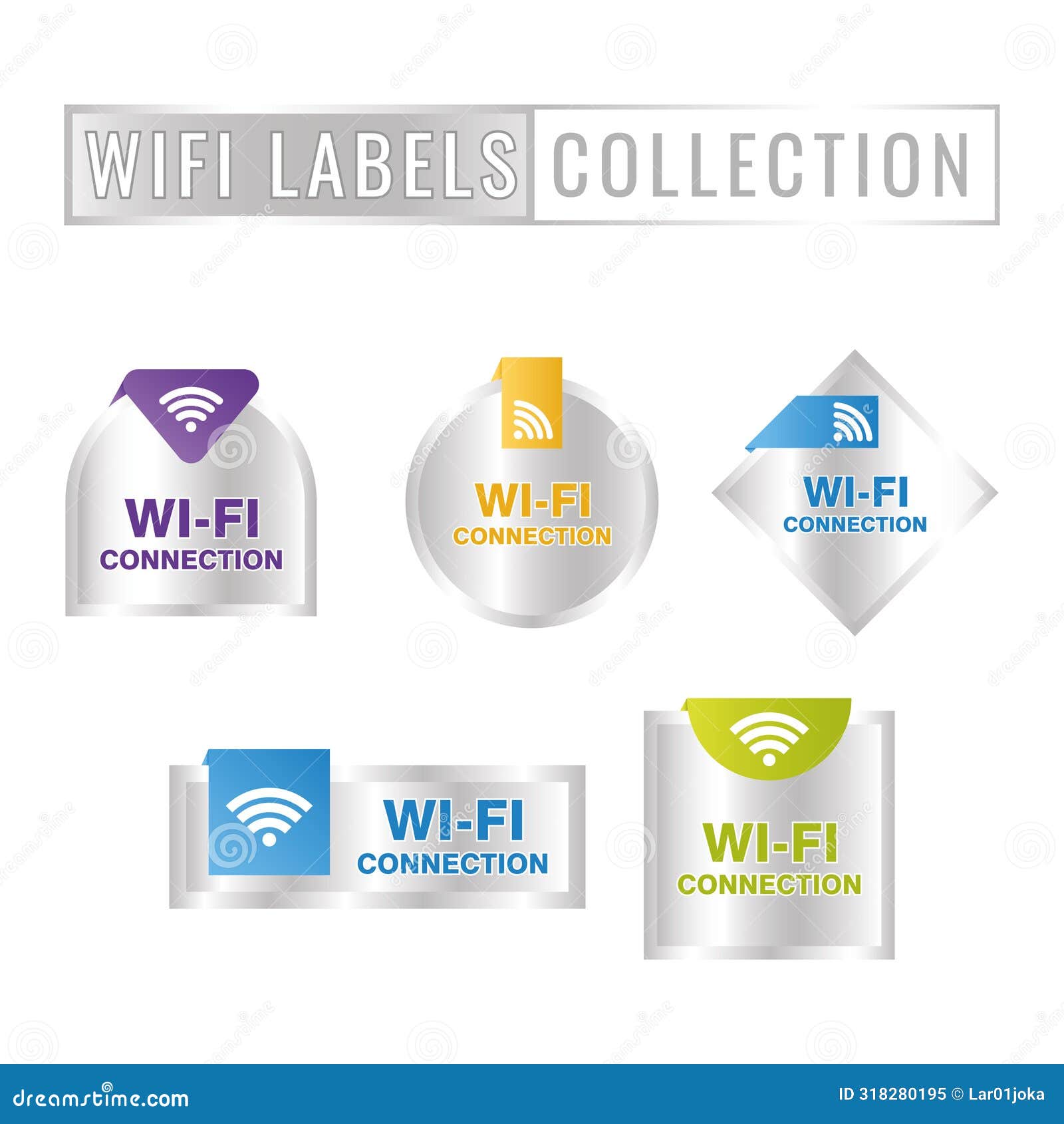Collection of Wifi Label Vector Stock Vector - Illustration of power ...