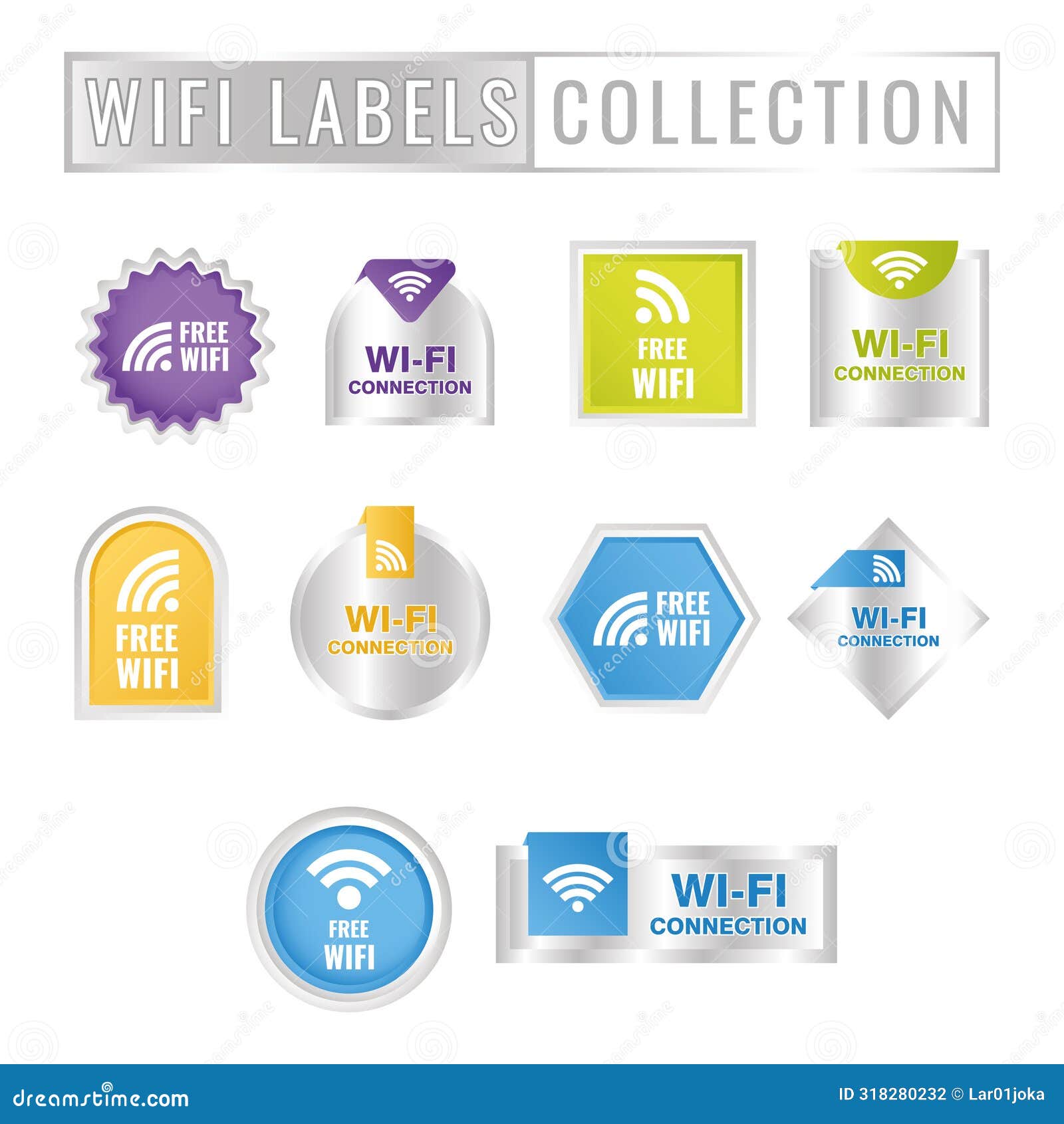 Collection of Wifi Label Vector Stock Vector - Illustration of wireless ...