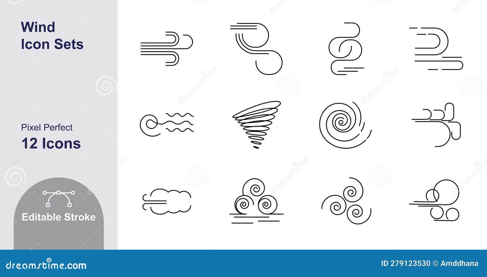 Wind Icon sets stock vector. Illustration of editable - 279123530