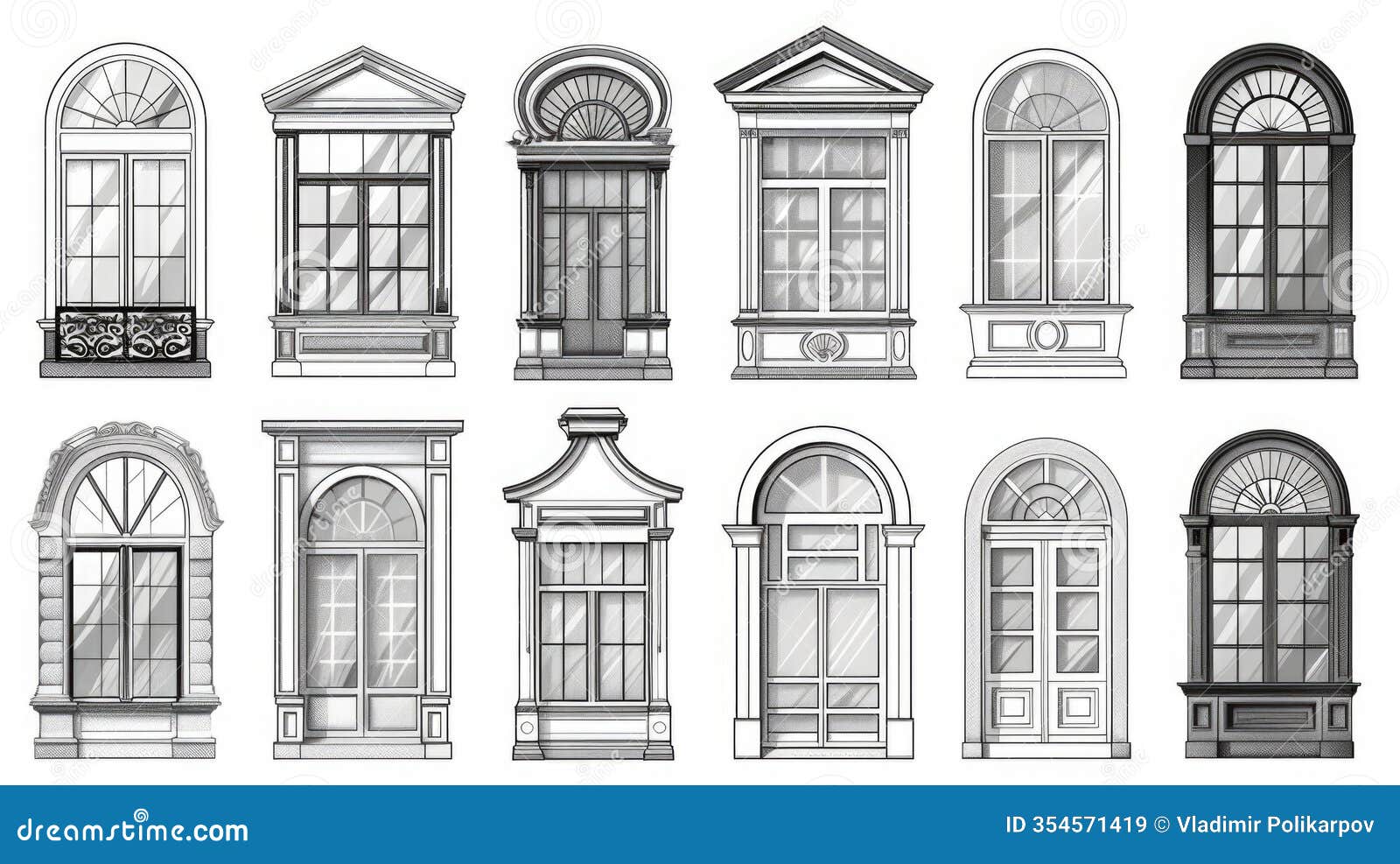A Collection of Windows with Different Styles and Designs. Suitable for ...