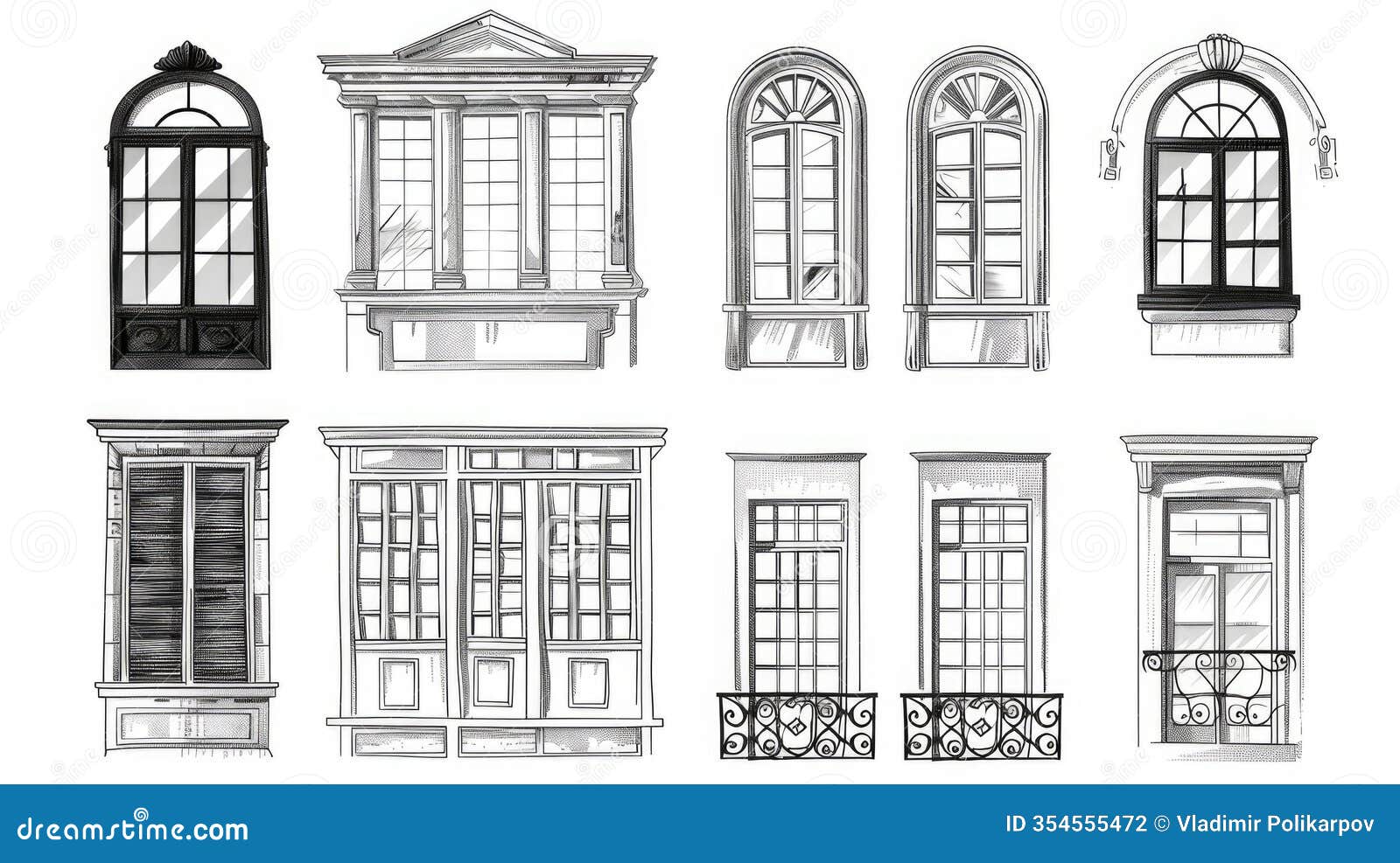Collection of Windows with Unique Designs, Ideal for Architectural ...