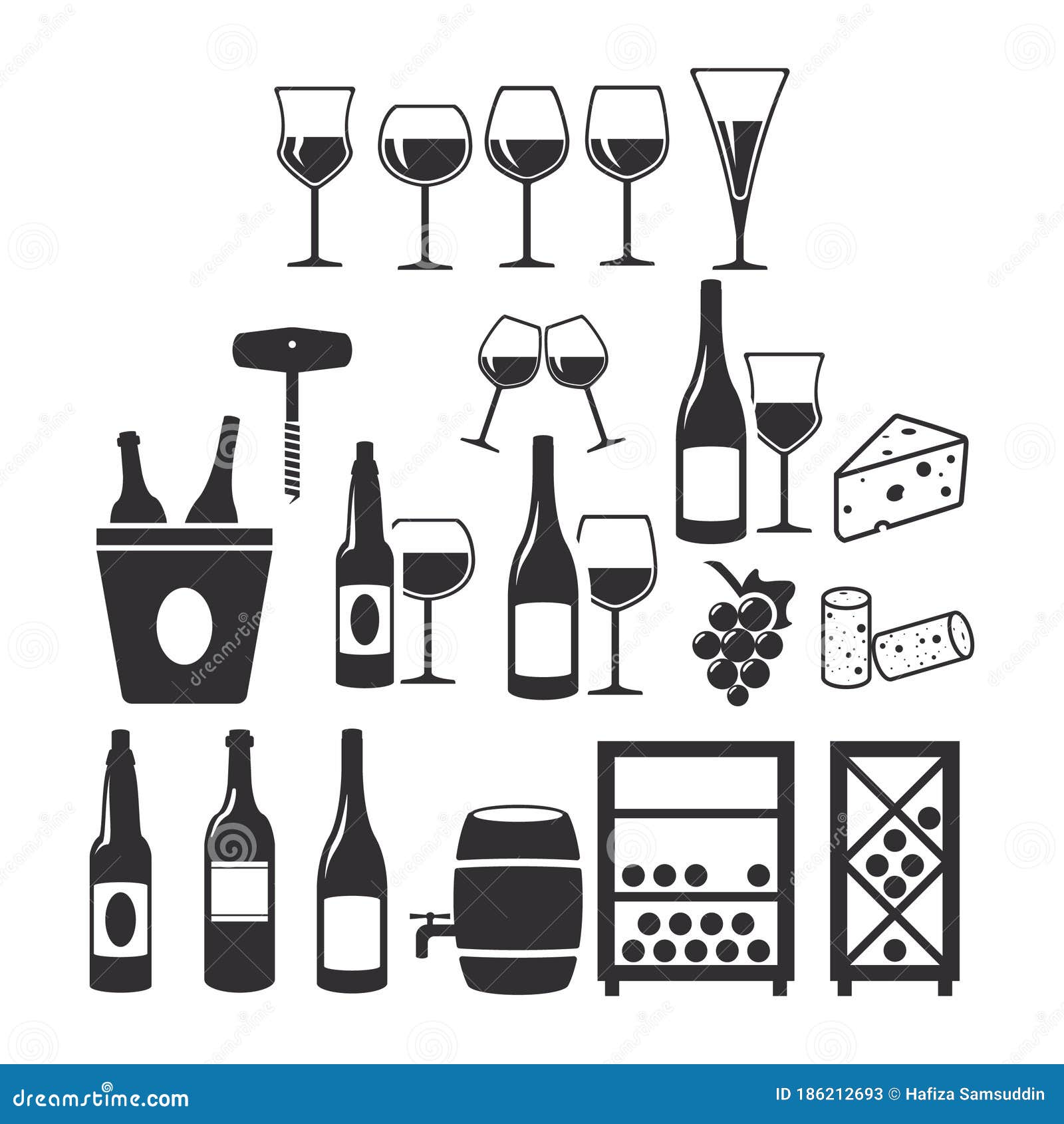 Collection of Wine Icons. Vector Illustration Decorative Design Stock ...