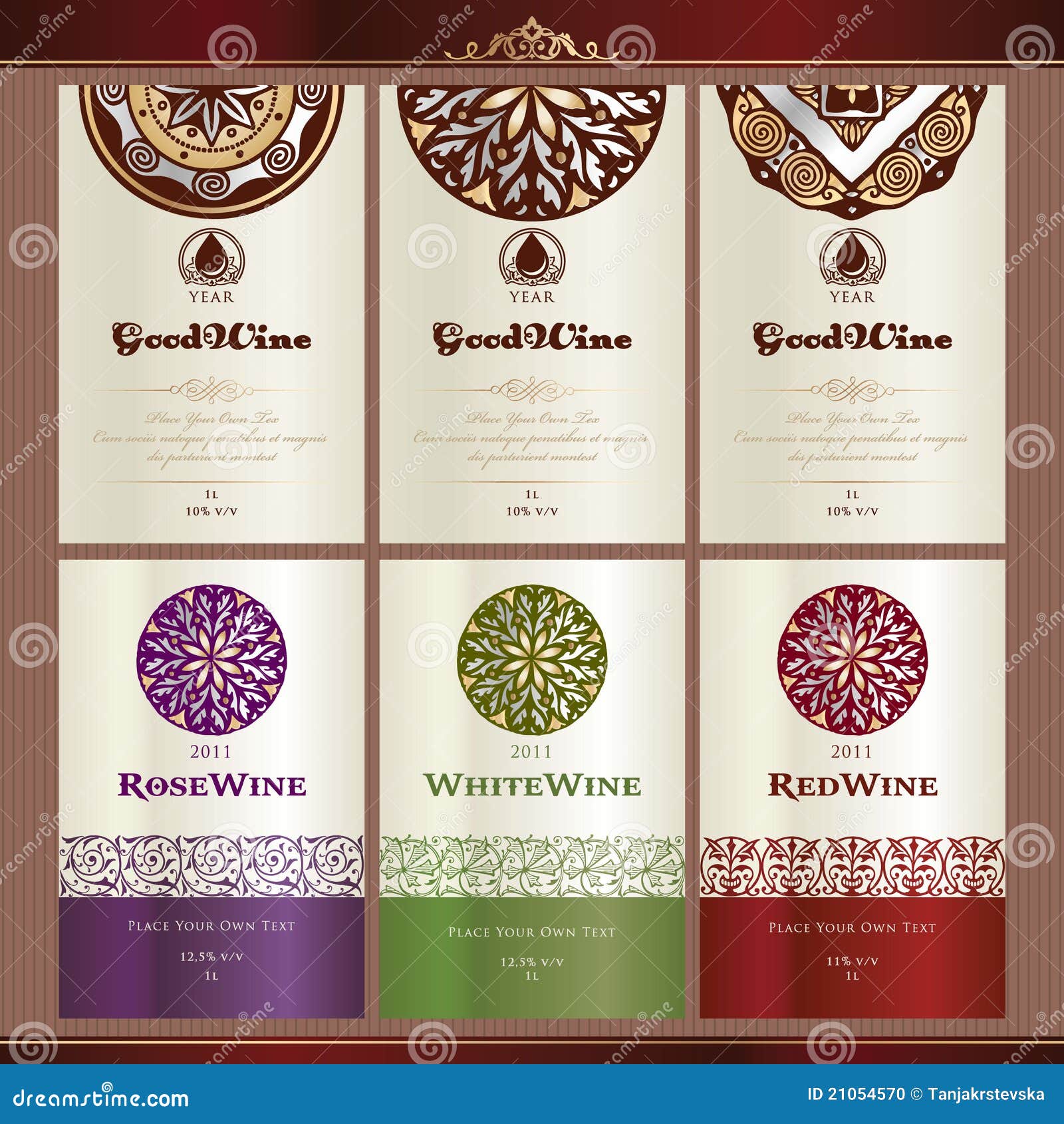 Collection of wine labels stock vector. Illustration of bottle - 21054570