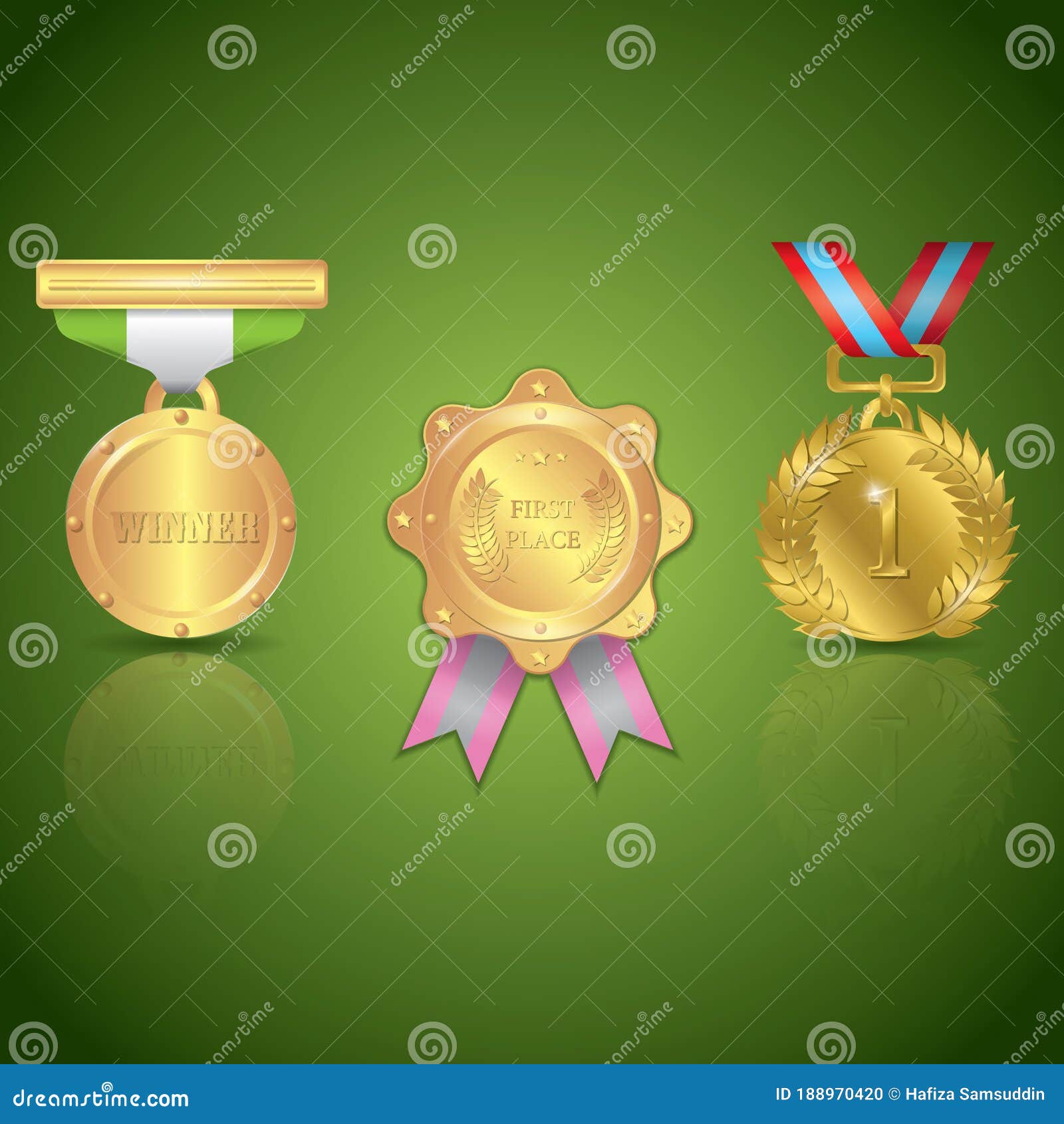 Collection of Winner Prizes. Vector Illustration Decorative Design ...