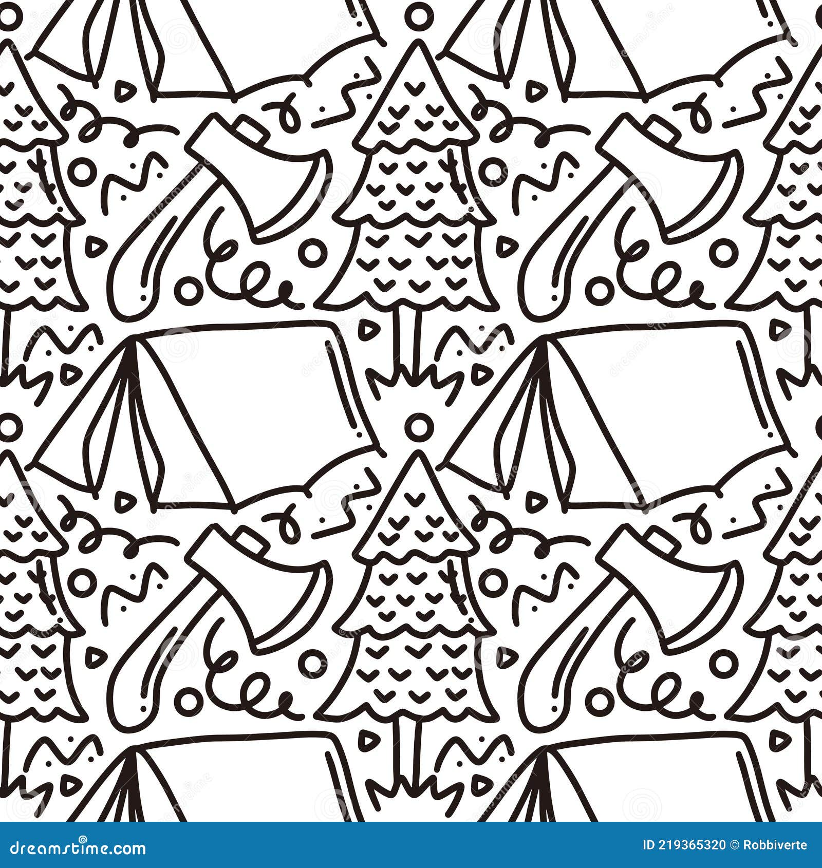 Collection of Winter Camp Pattern Stock Vector - Illustration of sketch ...