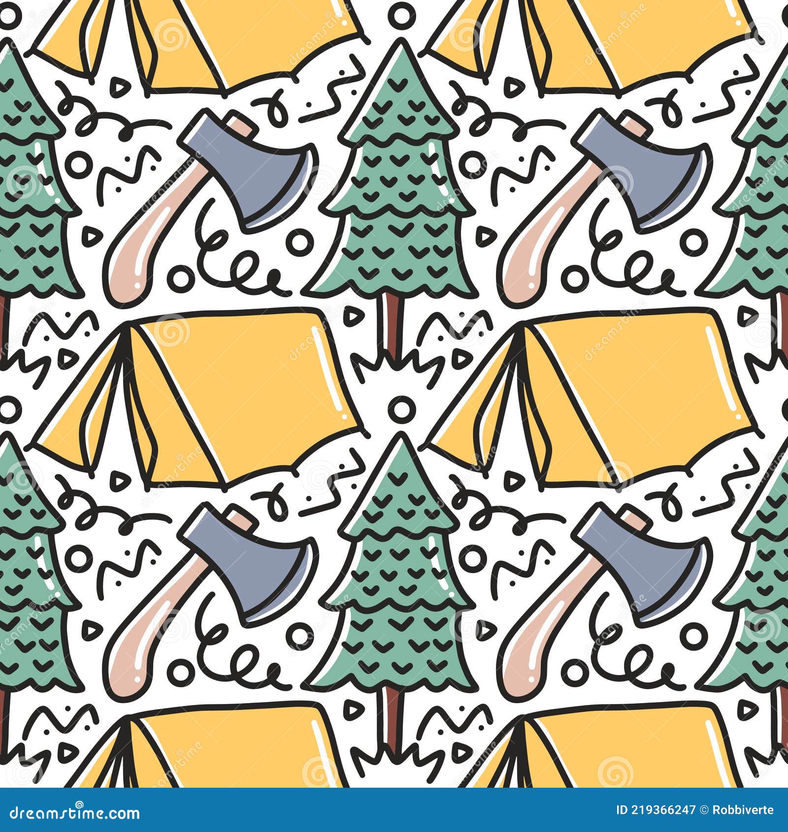 Collection of Winter Camp Pattern Stock Vector - Illustration of ...